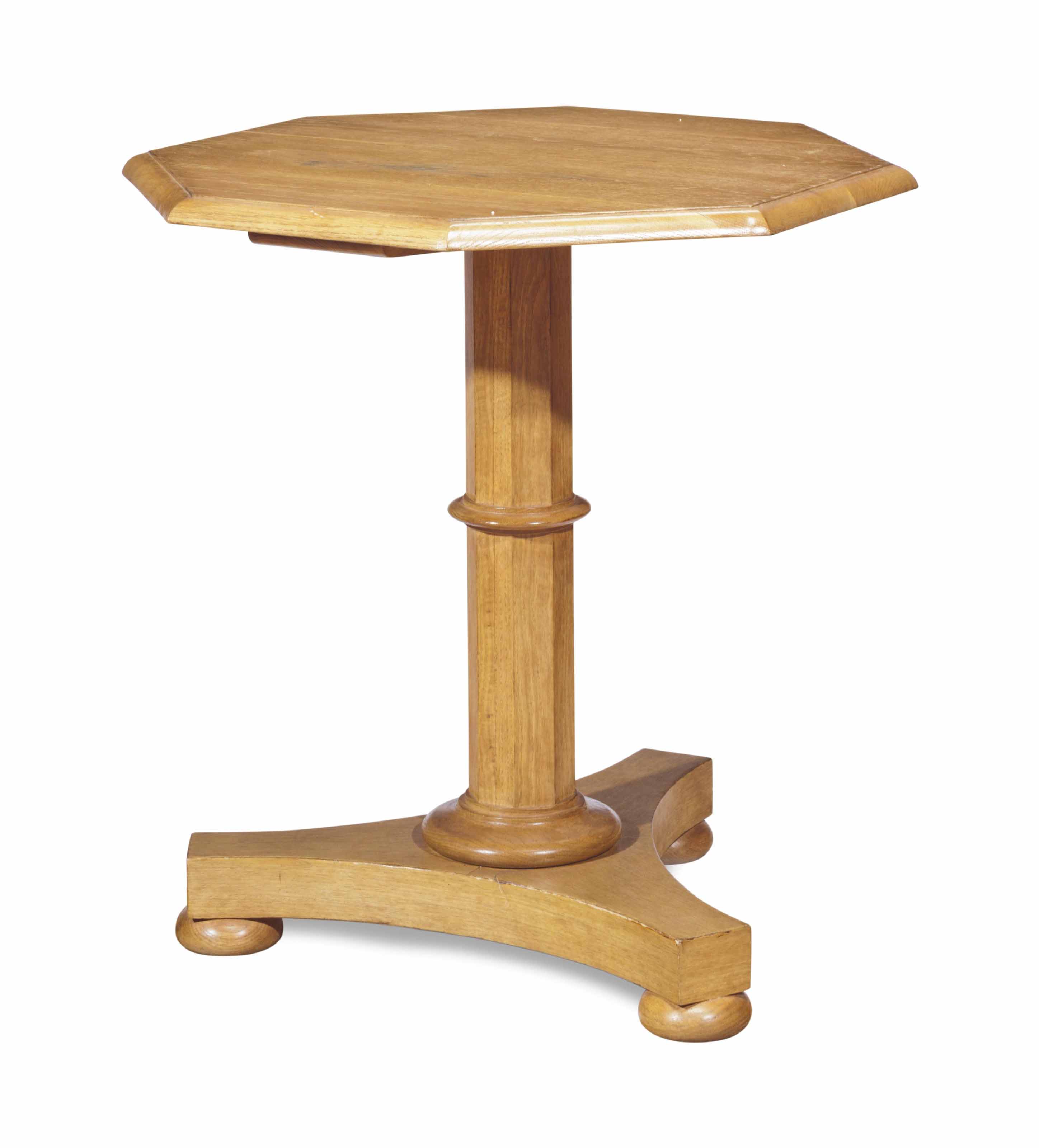 AN OAK OCTAGONAL PEDESTAL TABLE,