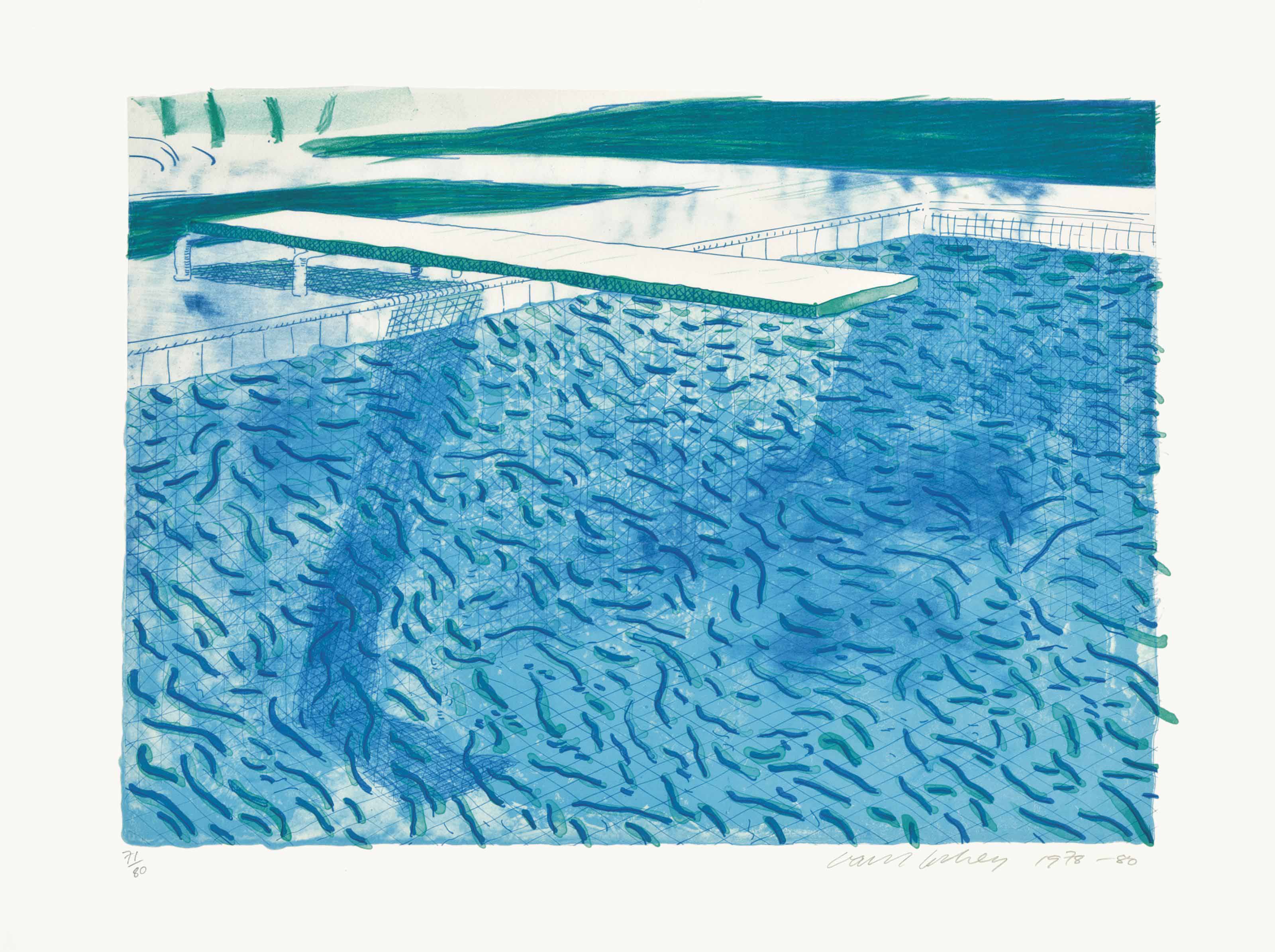 DAVID HOCKNEY (B. 1937) , Lithograph of Water Made of Thick and Thin ...