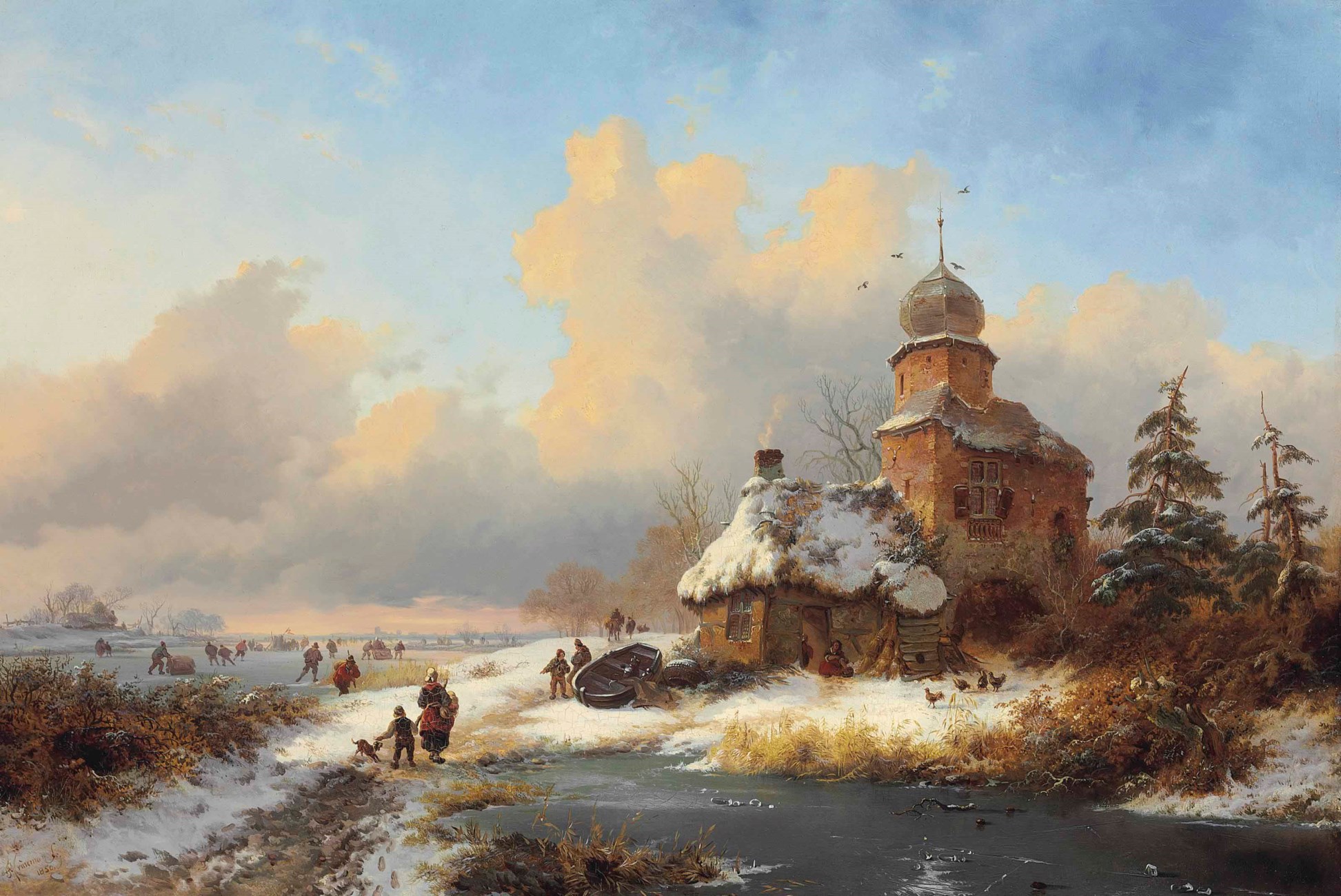 Frederik Marinus Kruseman (Dutch, 1816-1882), Winter Landscape with Ice ...