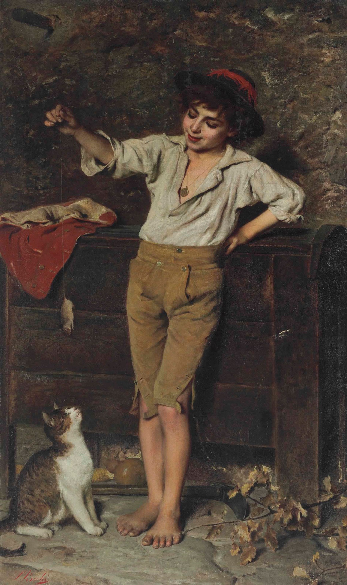 Luigi Bechi (Italian, 1830-1919), Cat and Mouse | Christie's