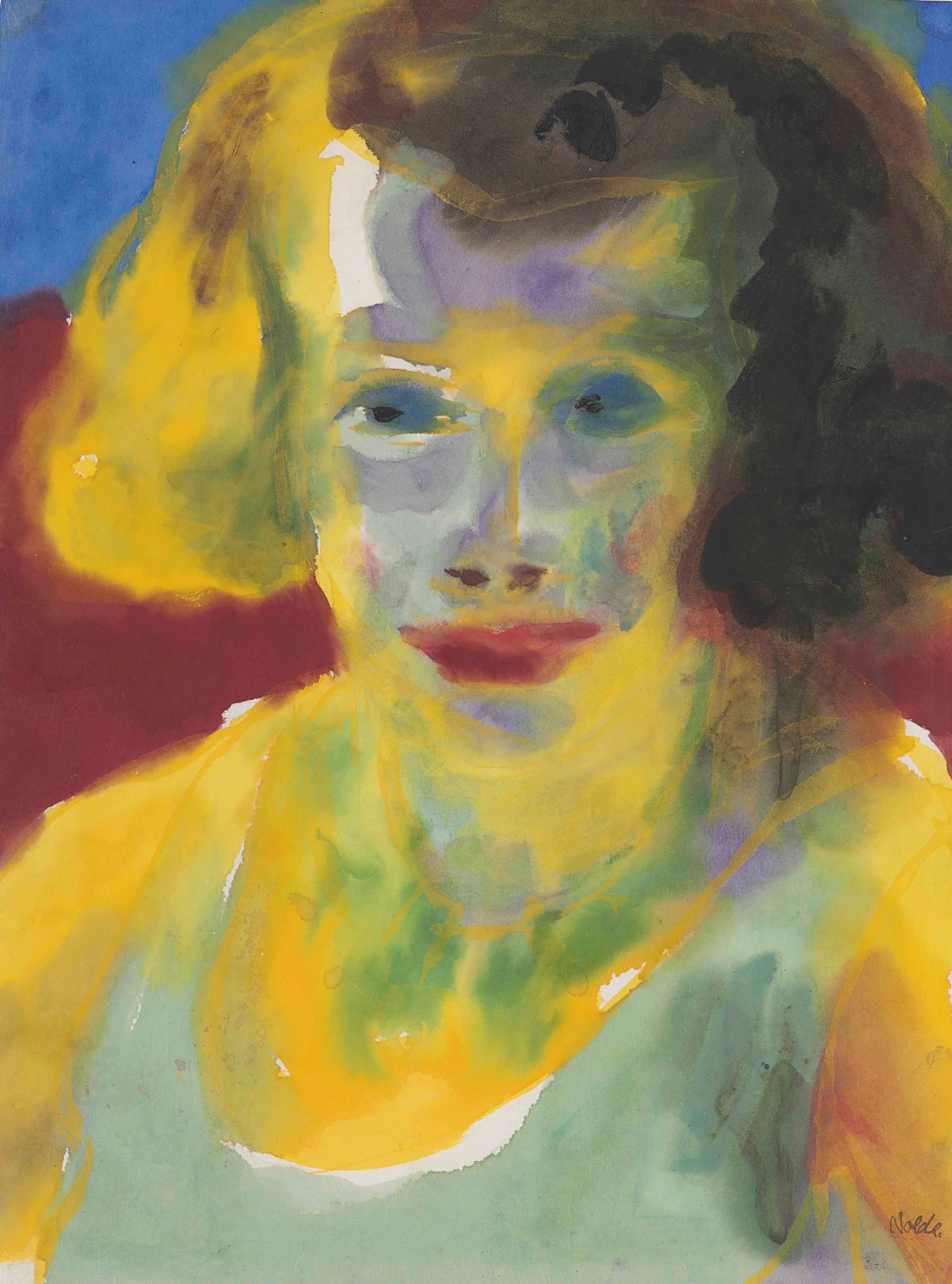Emil Nolde (1867-1956), Frauenbildnis im Gegenlicht (gelb und gruën ...