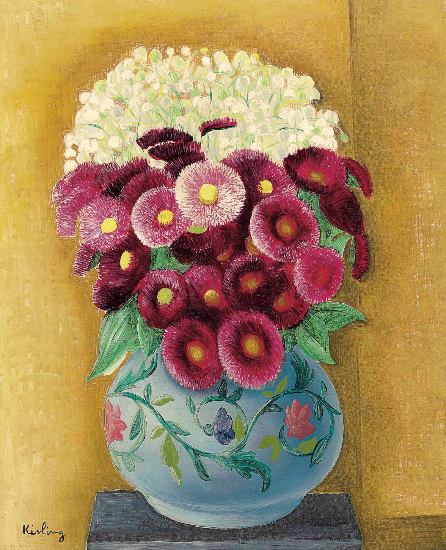 Moise Kisling (1891-1953), Fleurs sur fond jaune | Christie's