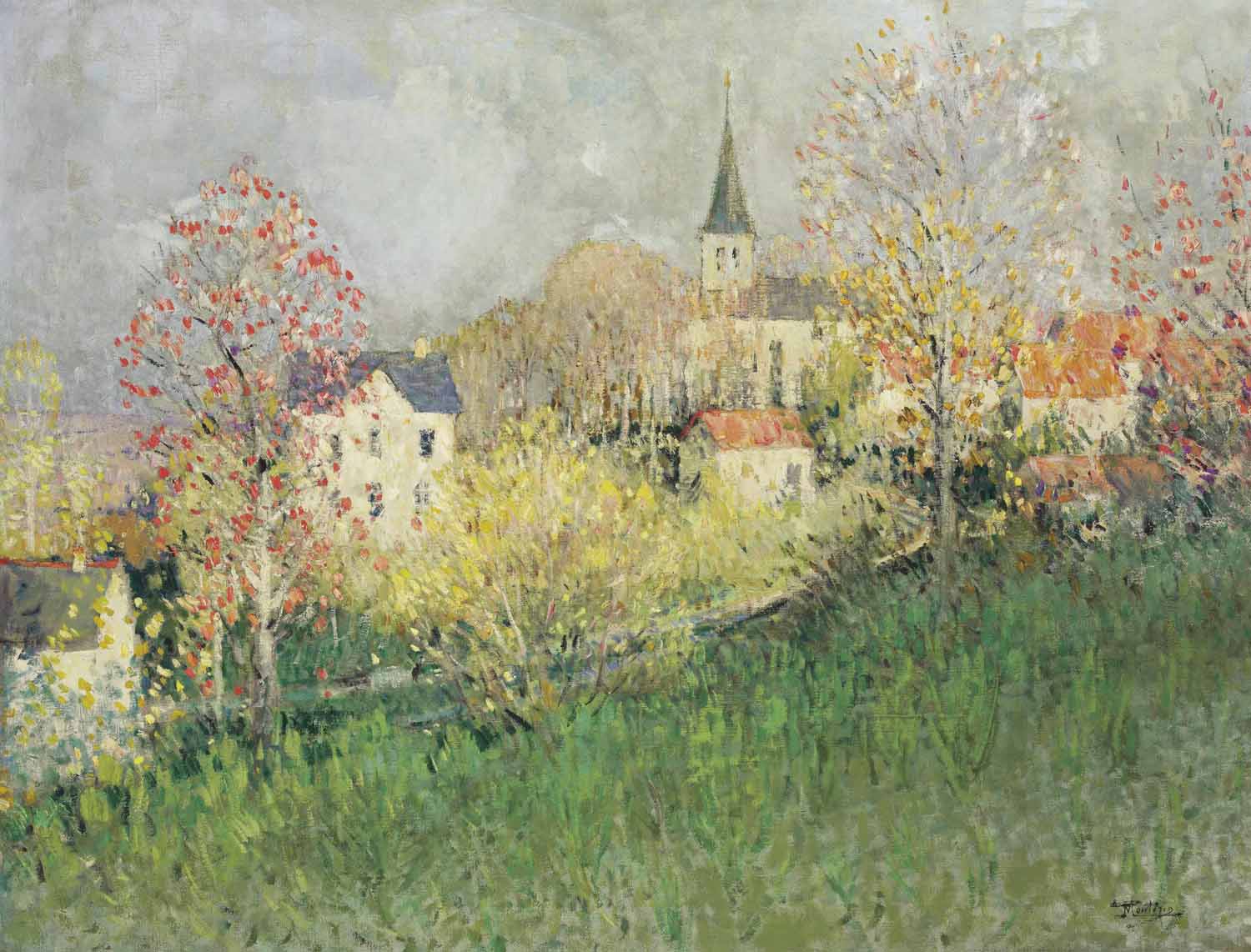Pierre Eugene Montezin (1874-1946) , Paysage, vue de l'église | Christie's