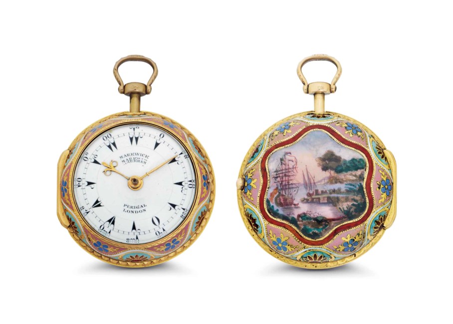 Markwich Markham, Perigal. A Fine 18k Gold and Enamel Pair Case Verge ...