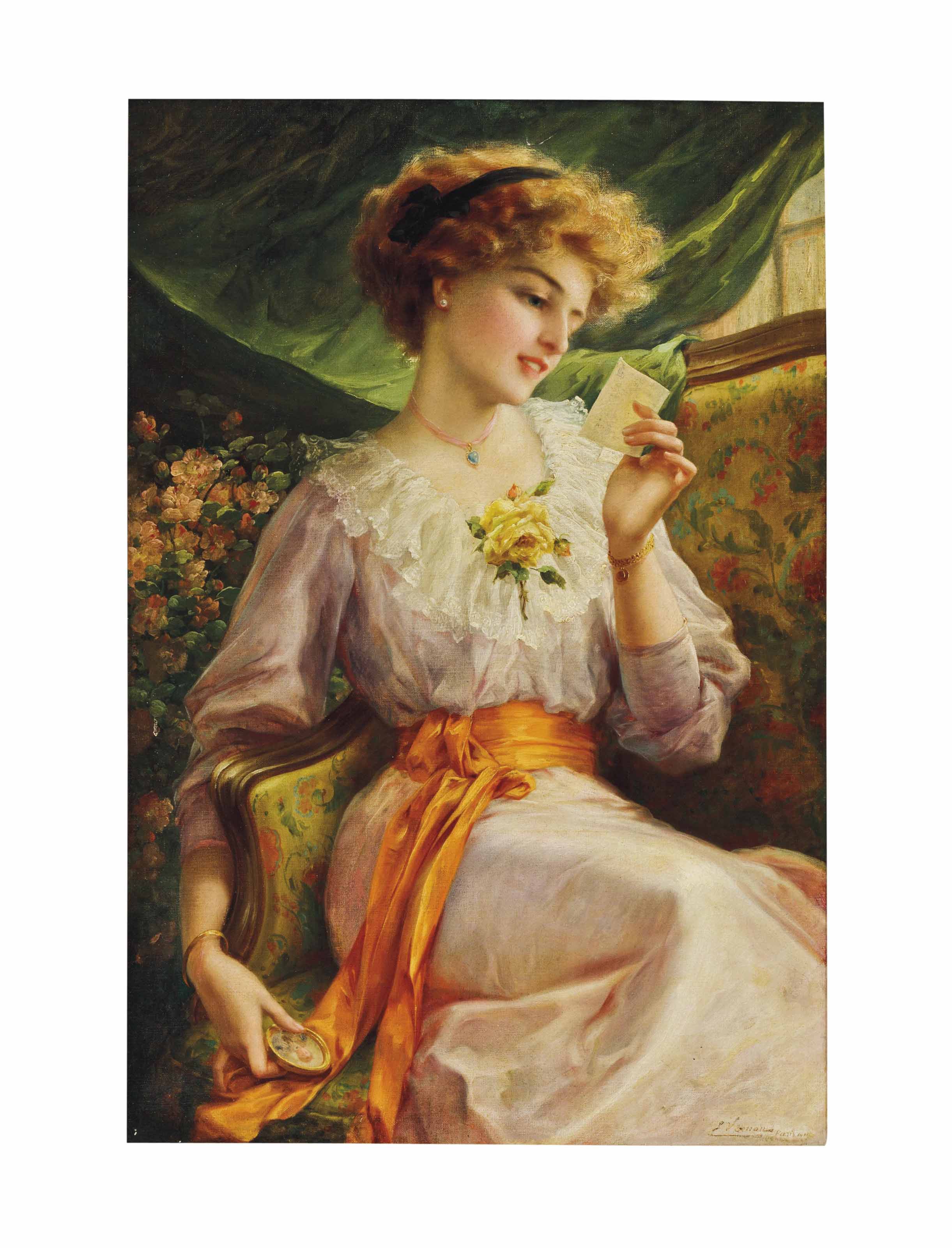 Emile-Paul Vernon (French, 1872-1919) , Reading a Love Letter | Christie's