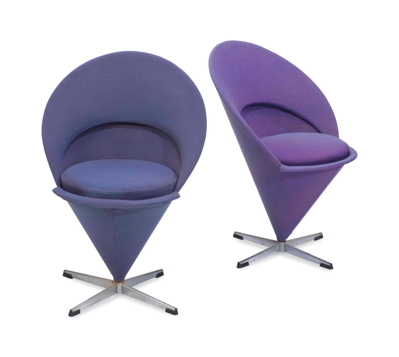 TWO STEEL AND UPHOLSTERED 'CONE' CHAIRS,, BY VERNER PANTON, MID 20TH ...