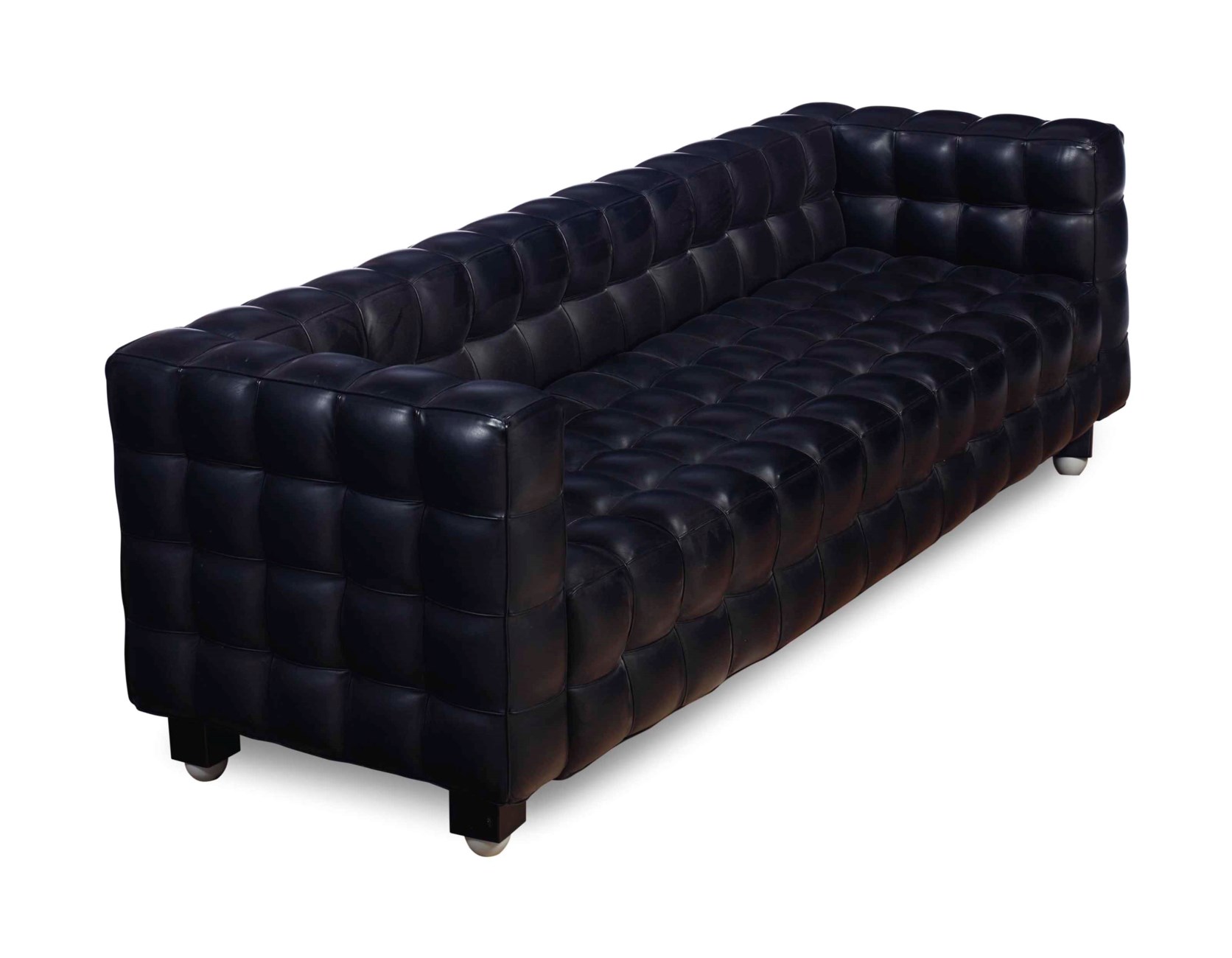 TWO MODERN BLACK LEATHER SOFAS, | Christie's