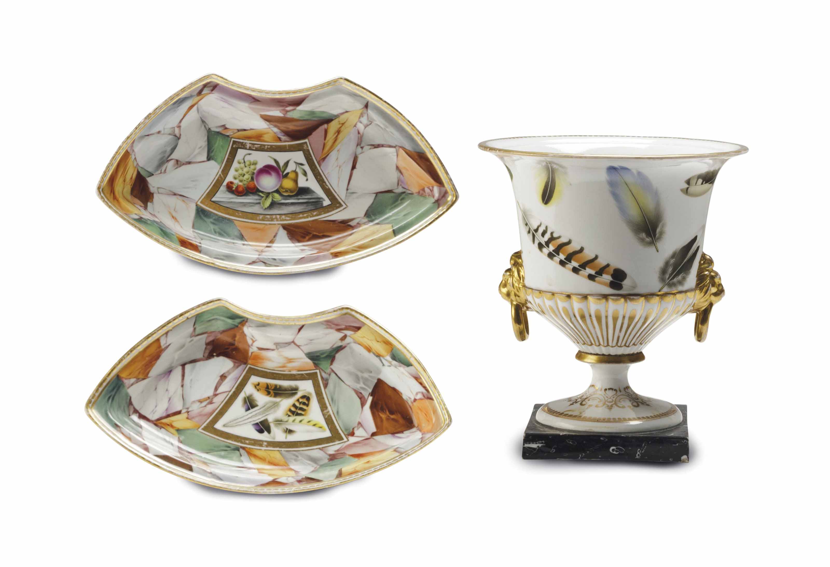 A LARGE WORCESTER (FLIGHT, BARR & BARR) PORCELAIN BLUE FAUX MARBLE ...