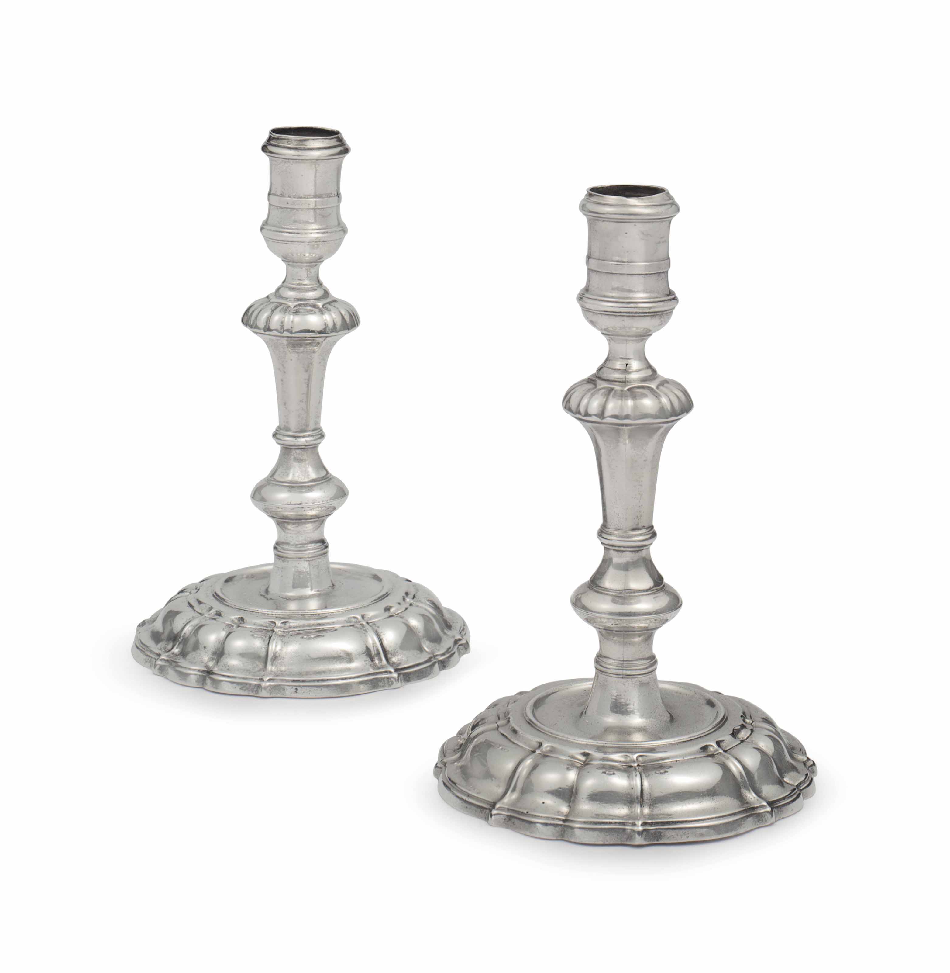 TWO GEORGE II SILVER CANDLESTICKS