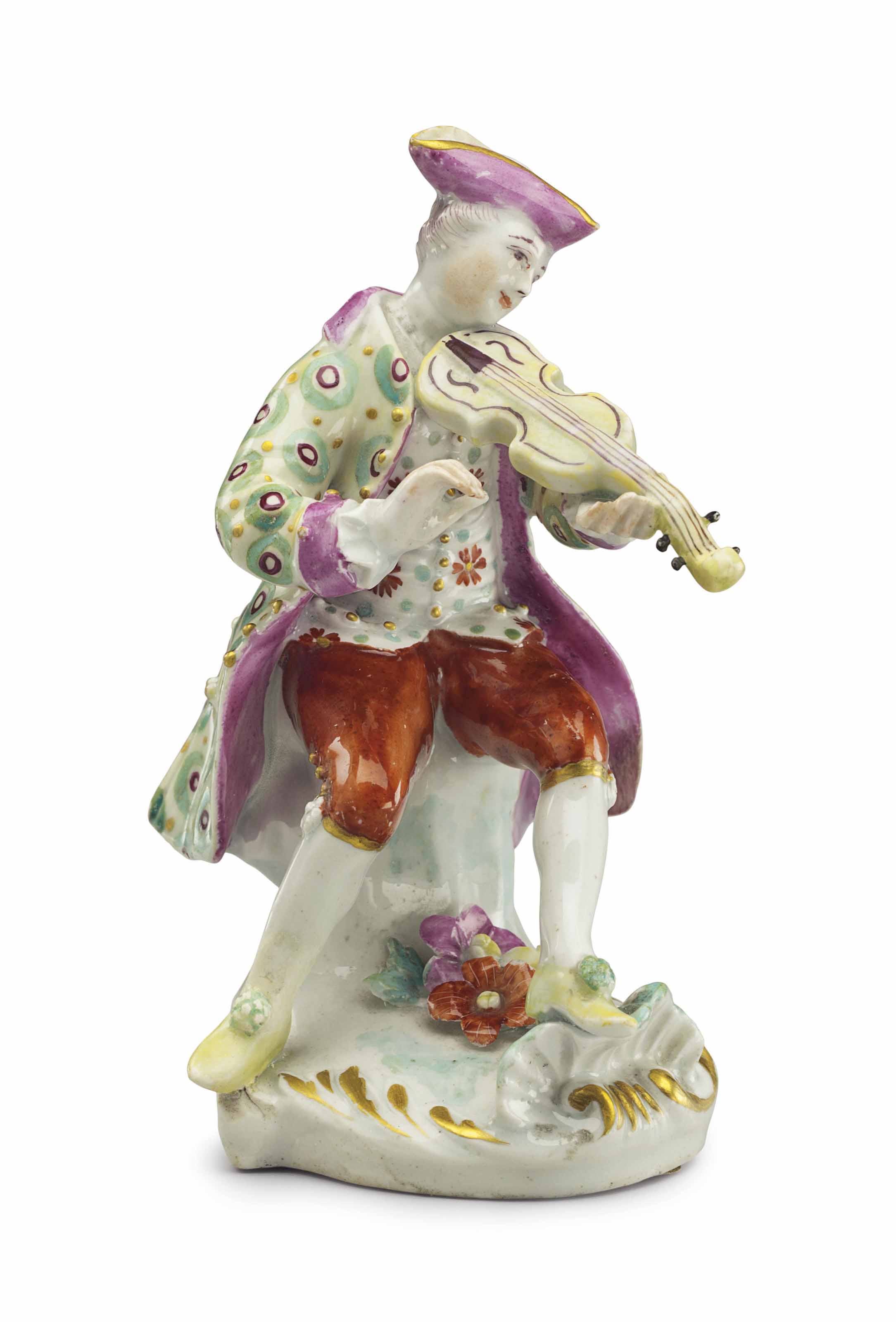 A PAIR OF BOW PORCELAIN COMMEDIA DELL'ARTE FIGURES OF HARLEQUIN AND ...