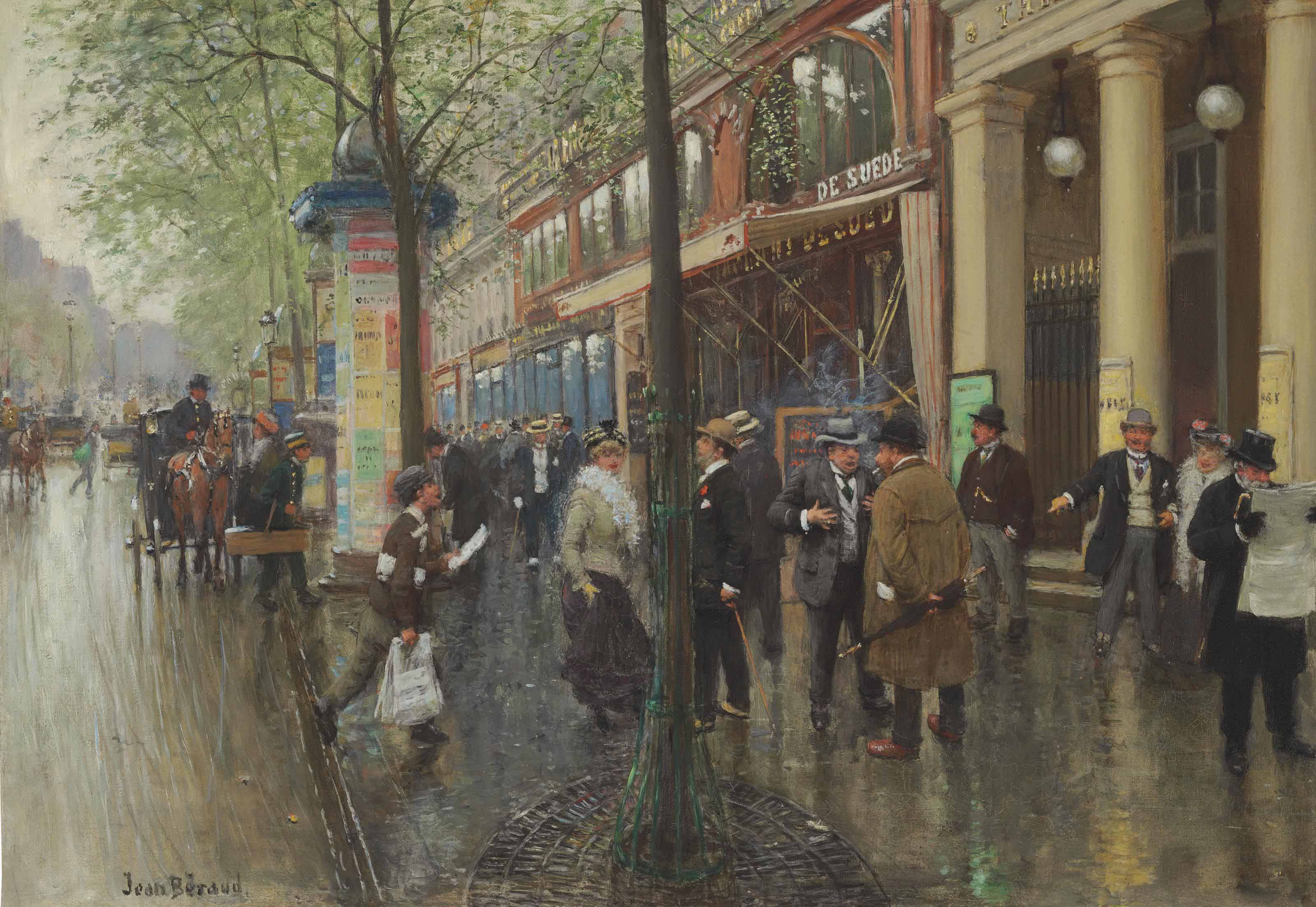 Jean Béraud (French, 1849-1936) , Les grands boulevards. Le Théâtre des ...
