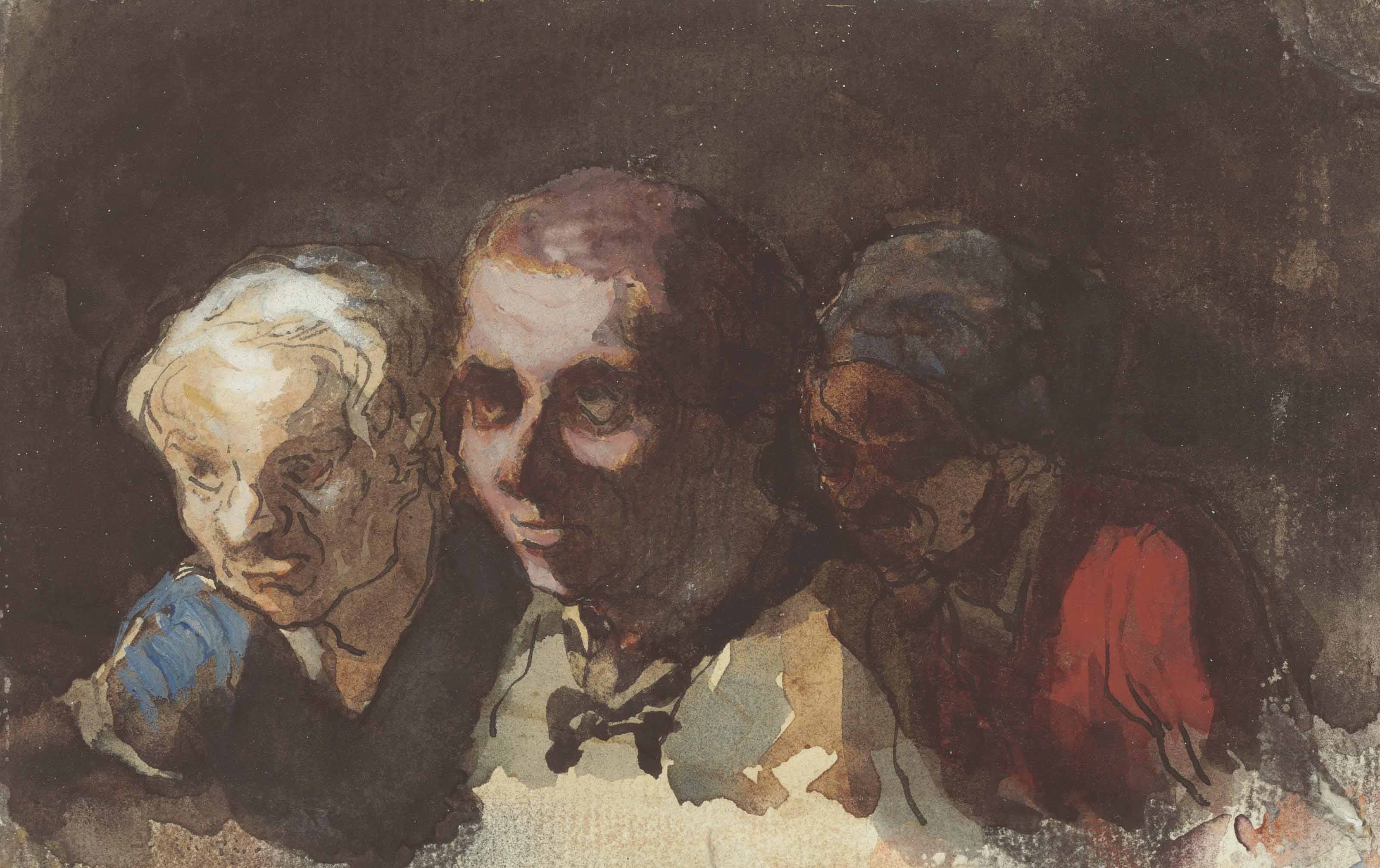 Honoré Daumier (1808-1879) , Trois spéctateurs | Christie's