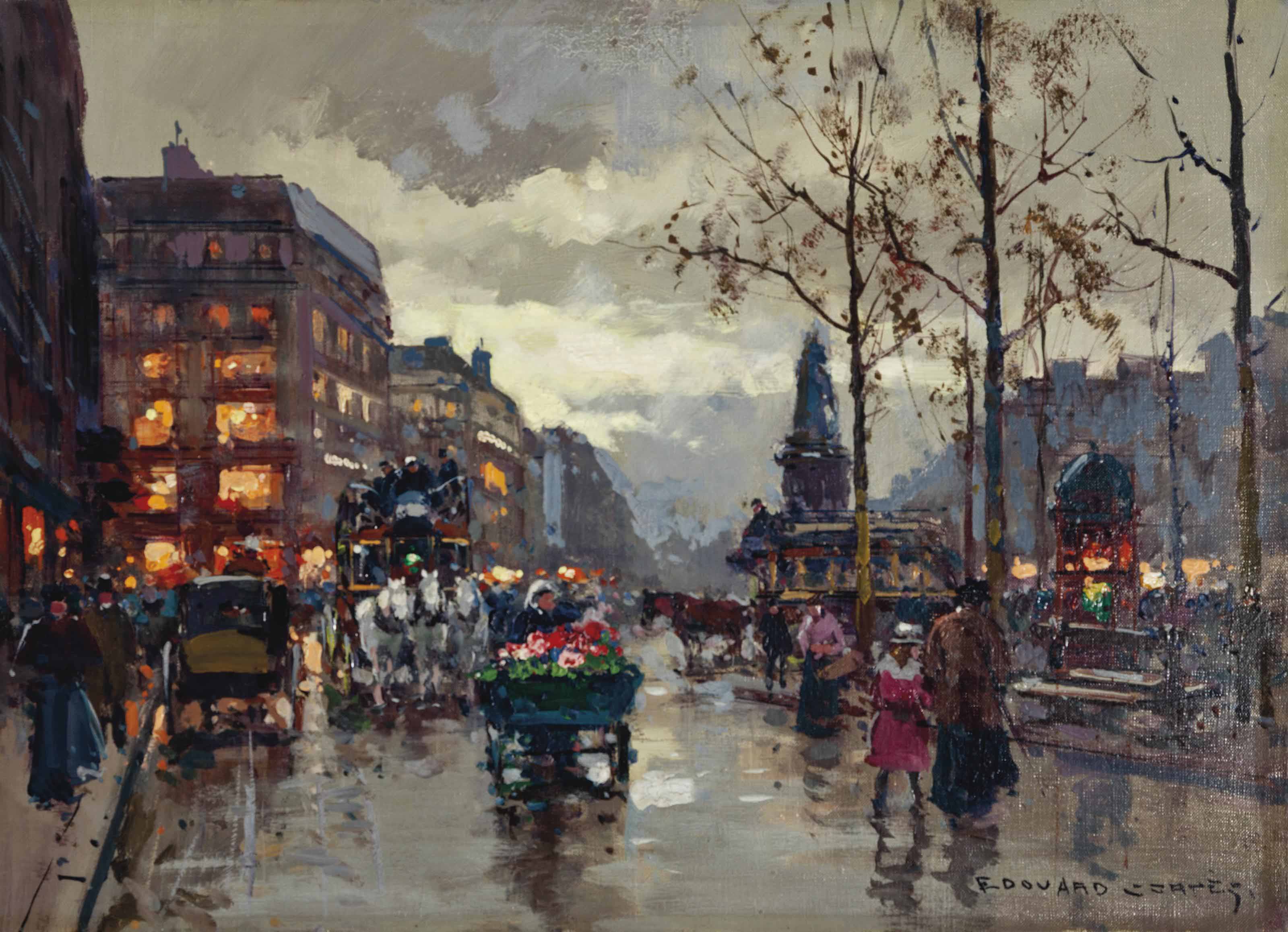 Edouard-Léon Cortès (French, 1882-1969) , Marchande de Fleurs, Place ...