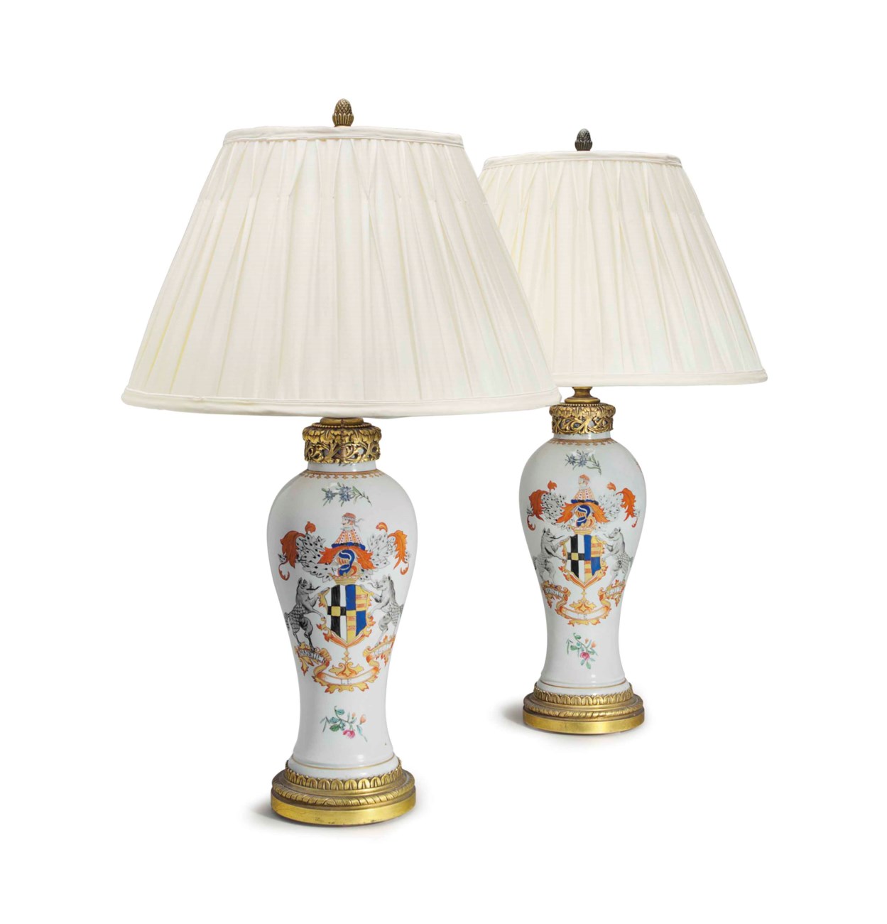 A PAIR OF AMERICAN GILT-BRONZE-MOUNTED SAMSON PORCELAIN TABLE LAMPS, BY ...