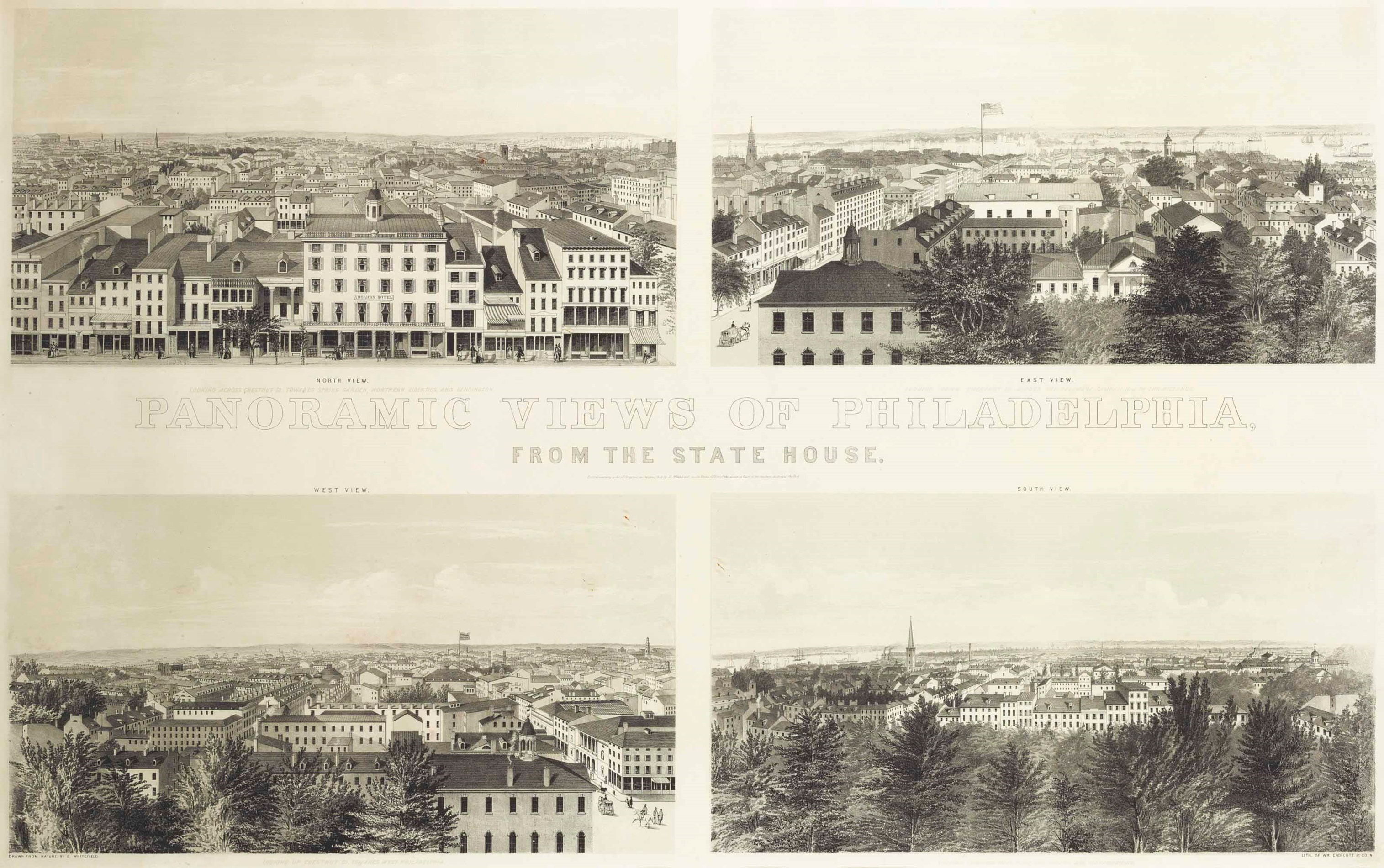 WHITEFLIED, Edwin. Panoramic views of Philadelphia from the State House ...