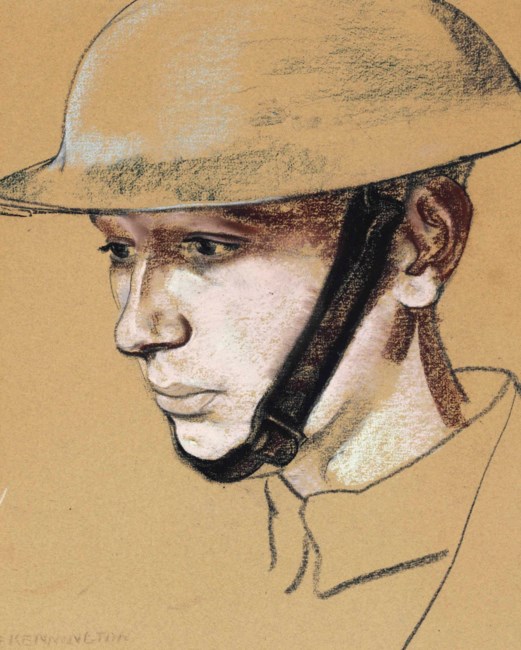 KENNINGTON, Eric, R.A. (1888-1960). Portrait of a Soldier. Charcoal and ...
