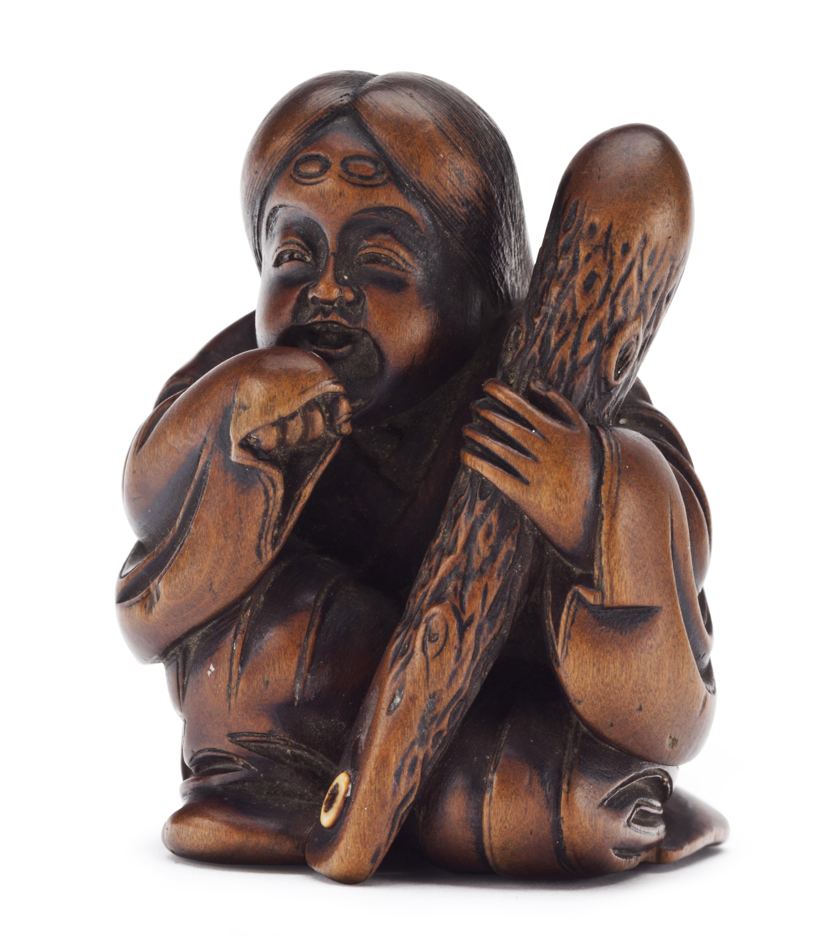 SIGNED SHUMIN, EDO PERIOD (19TH CENTURY), A carved wood netsuke of a ...