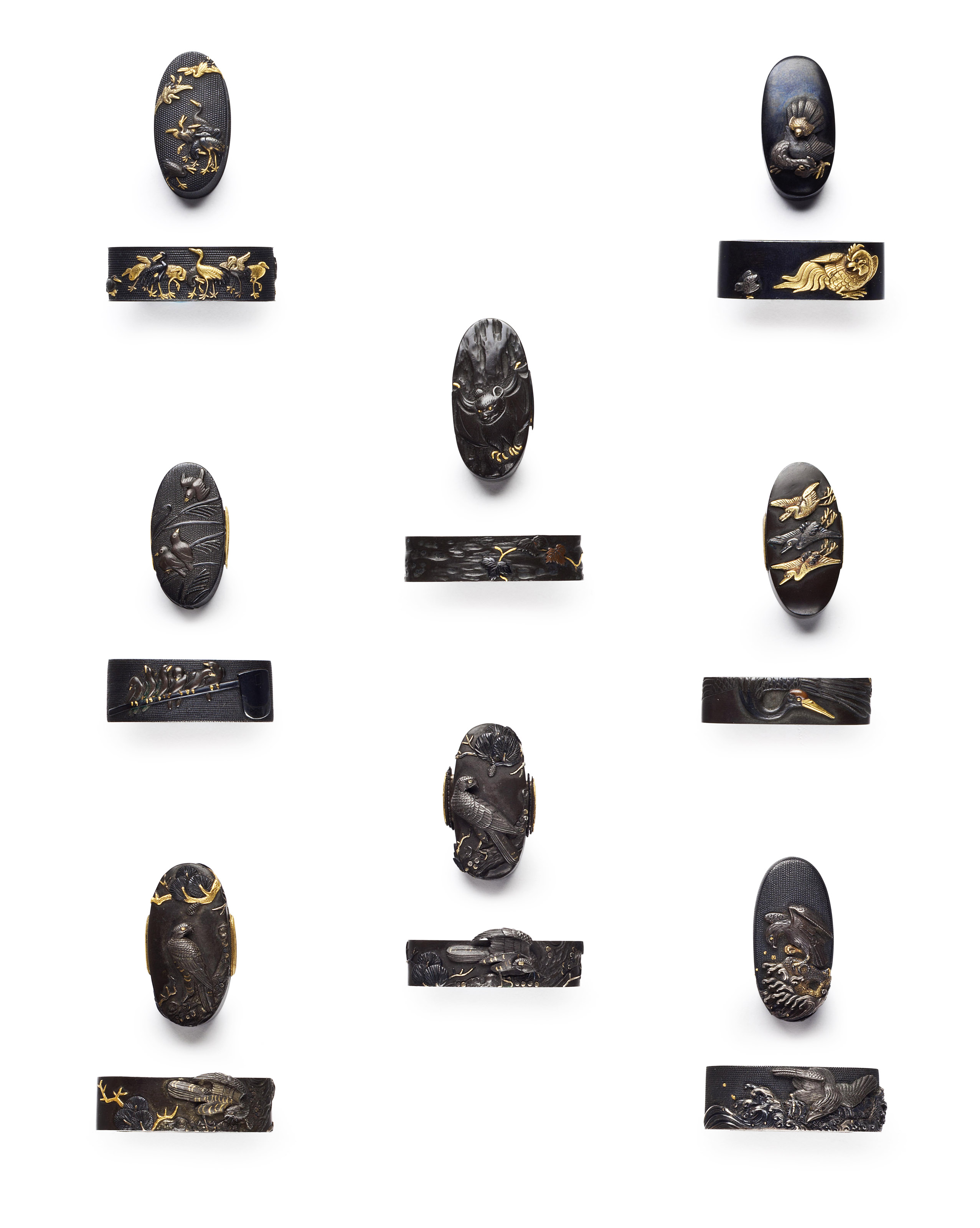 EDO PERIOD (19TH CENTURY), A group of eight sets of fuchi-kashira ...