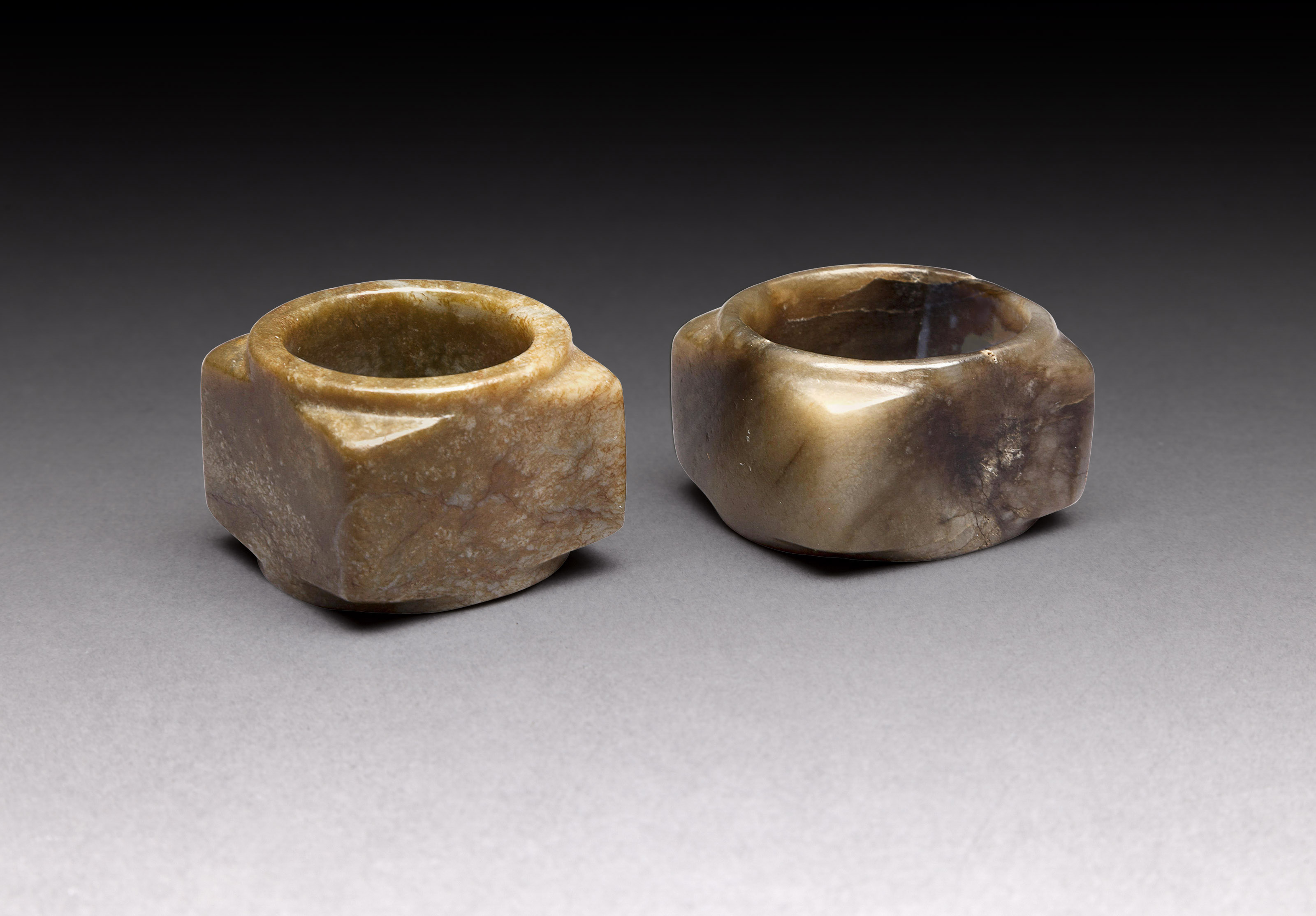 TWO SMALL BROWN JADE CONG, MING-QING DYNASTY (1368-1911) | Christie’s