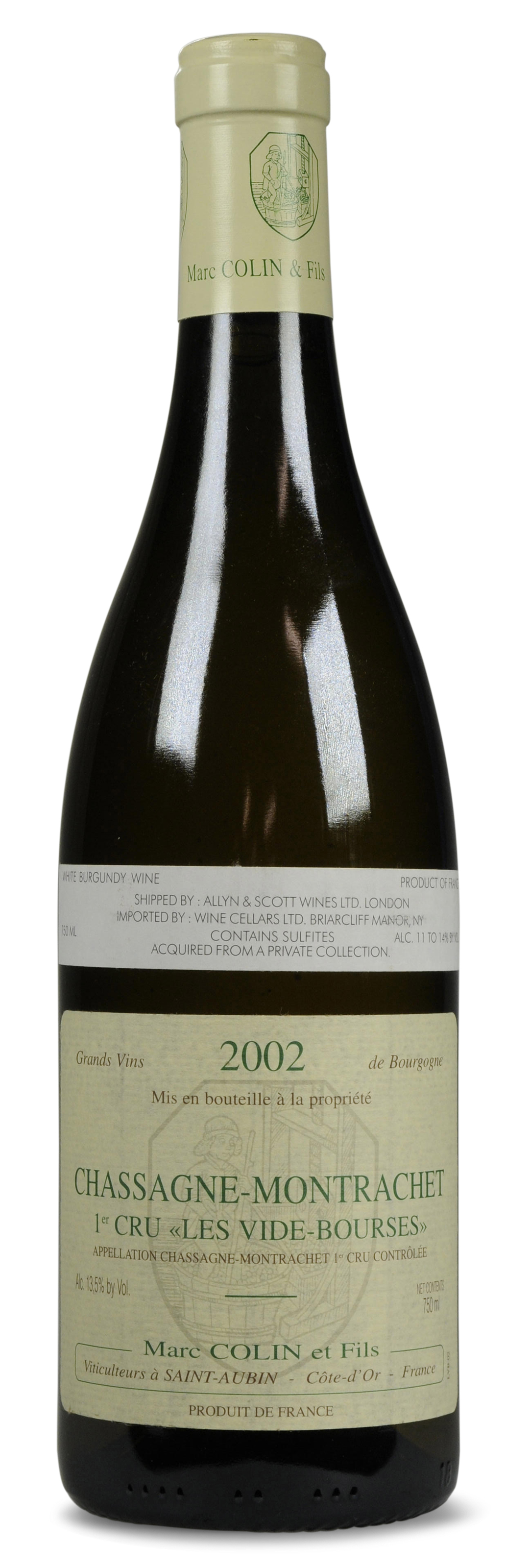 Marc Colin, Chassagne-Montrachet, Vide Bourse 2002, 1er Cru, Côte de ...
