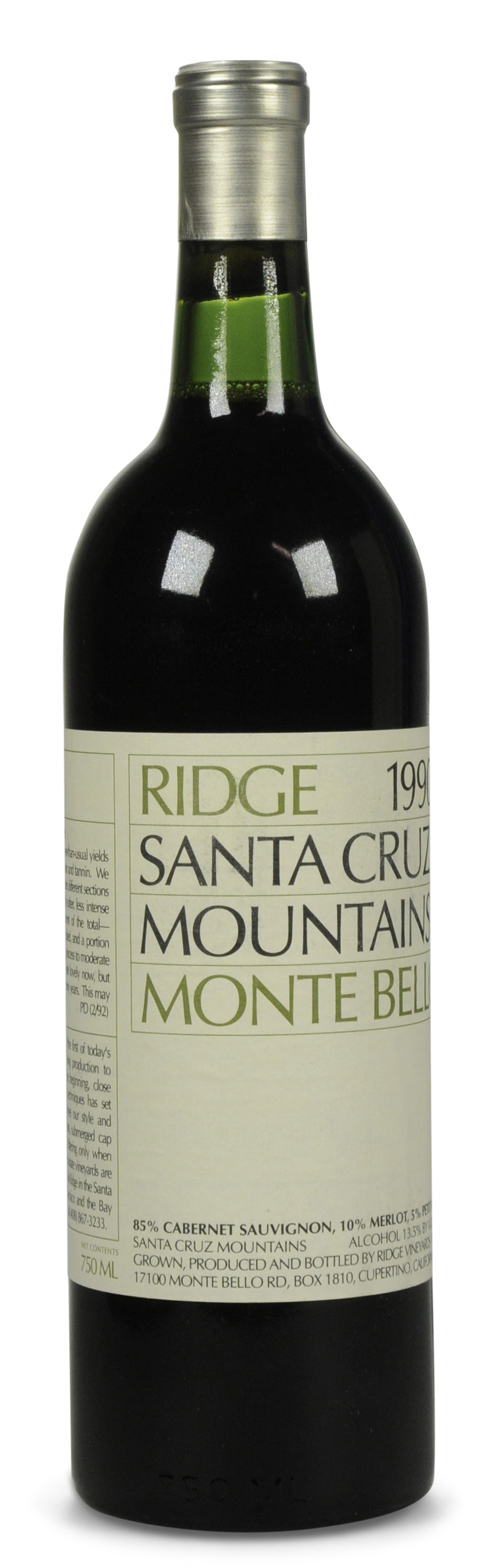 Ridge Vineyards, Monte Bello Cabernet Sauvignon 1989, 1990 and 1992 ...
