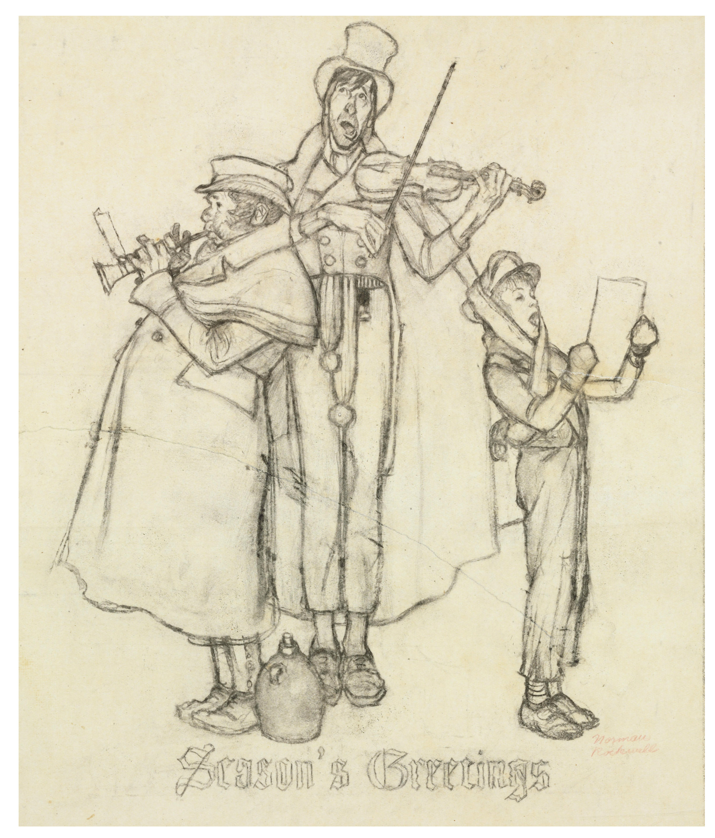 Study for 'Carolers', Norman Rockwell (1894-1978) | Christie’s