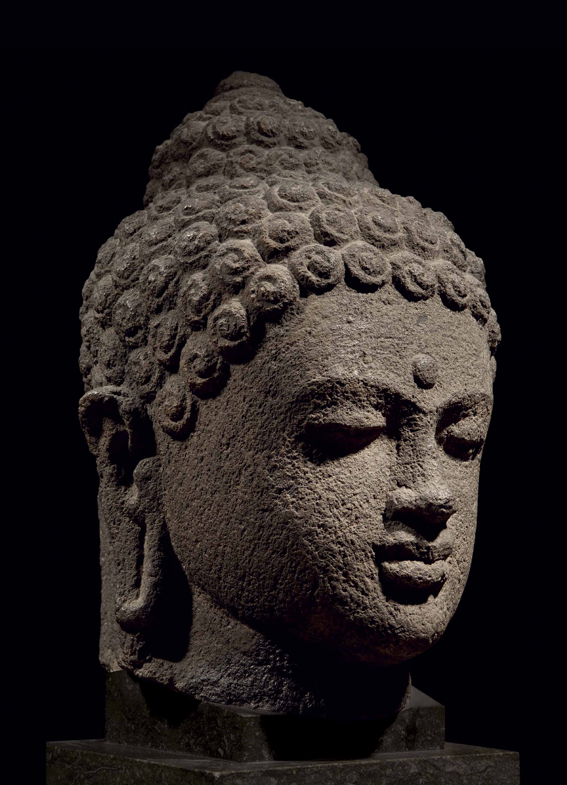 Art Objects Art & Collectibles Large Javanese Buddha head Lava Stone ...