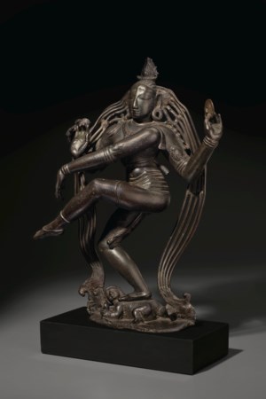 A RARE AND HIGHLY IMPORTANT BRONZE FIGURE OF SHIVA GANGADHARA NATARAJA ...