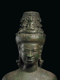 A RARE BRONZE FIGURE OF AVALOKITESHVARA