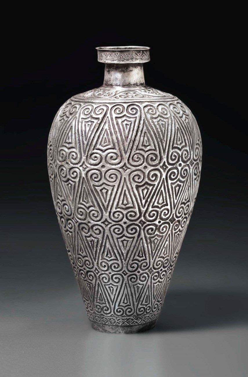 A SILVER TIXI-STYLE MEIPING, CHINA, SOUTHERN SONG-YUAN DYNASTY OR LATER ...