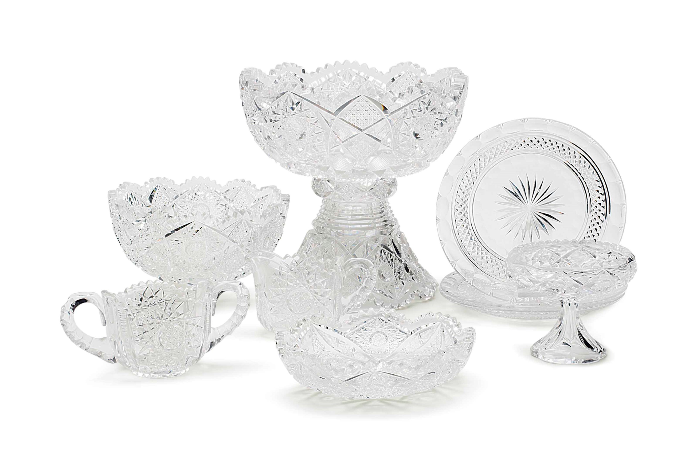 A GROUP OF AMERICAN CUT COLORLESS GLASS WARES