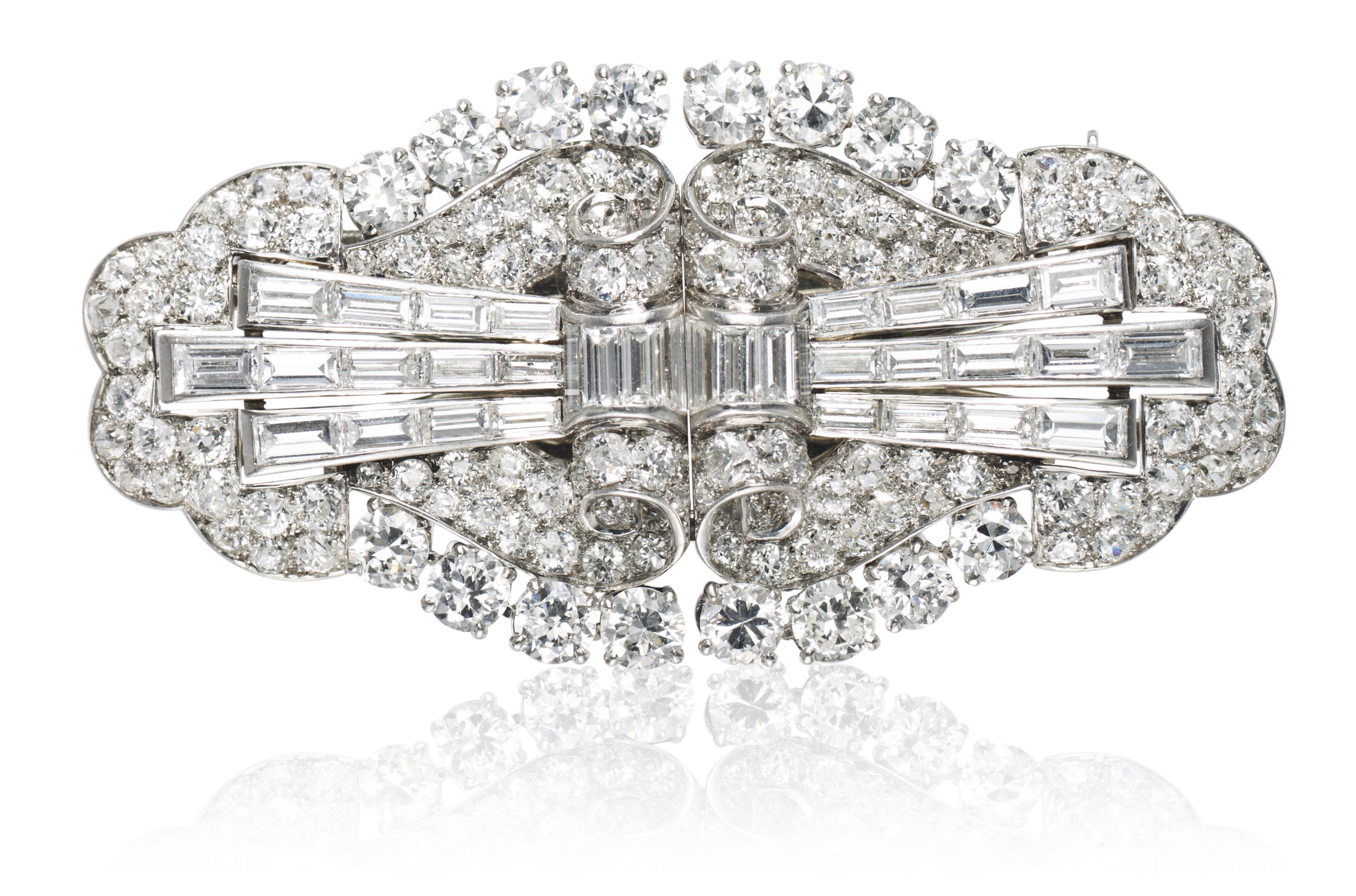 ART DECO DIAMOND DOUBLE CLIP BROOCH, | Christie’s