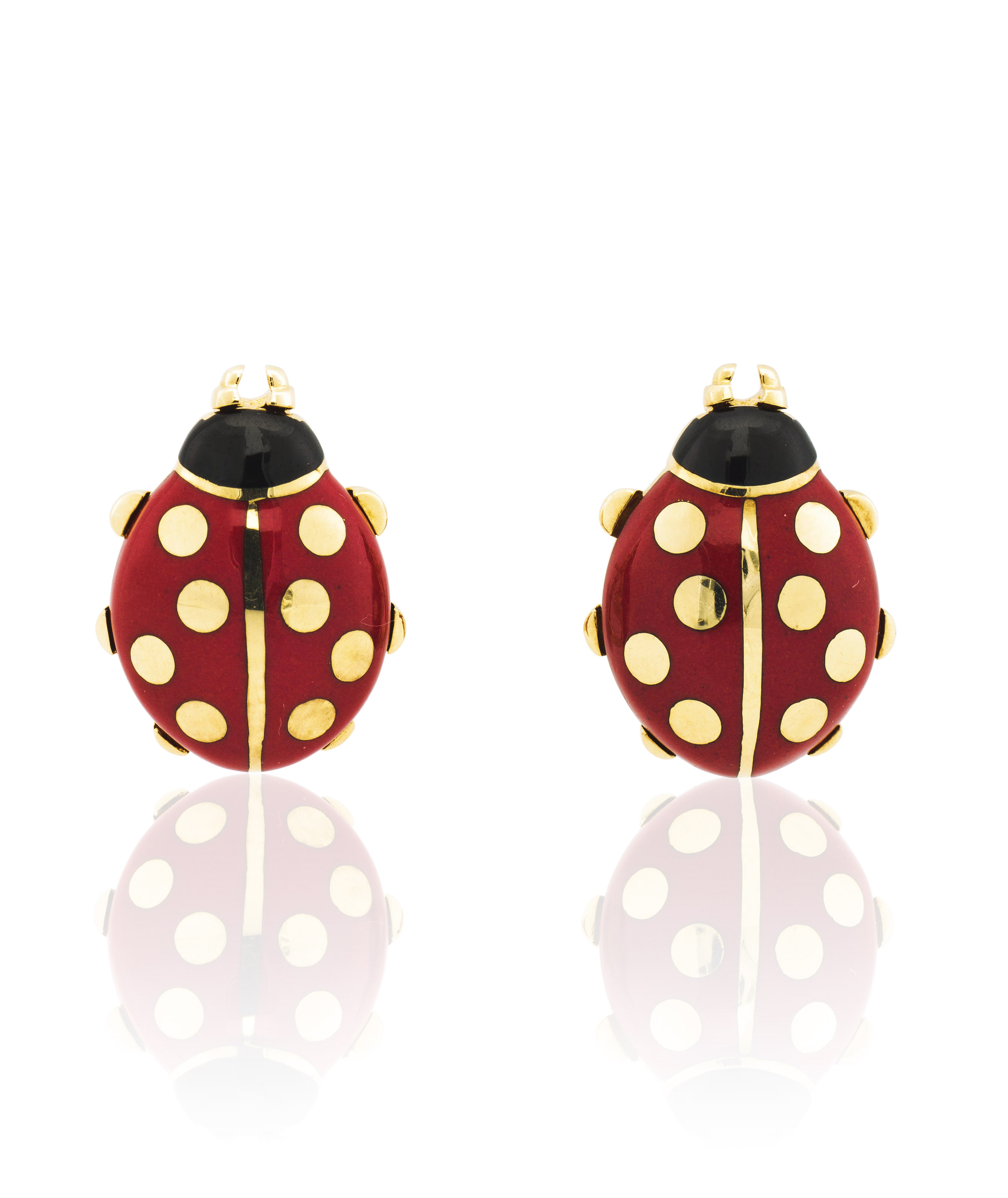 CARTIER ENAMEL AND GOLD LADYBUG EARRINGS, | Christie’s