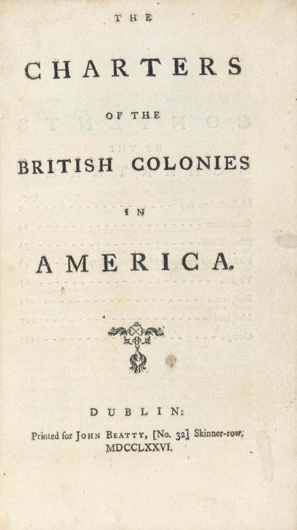 [REVOLUTIONARY WAR]. The Charters of the British Colonies in America ...
