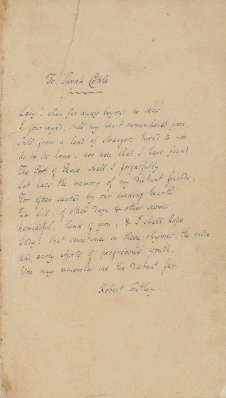 SOUTHEY, Robert (1774-1843) and Robert LOVELL (1771-1796). Poems ...