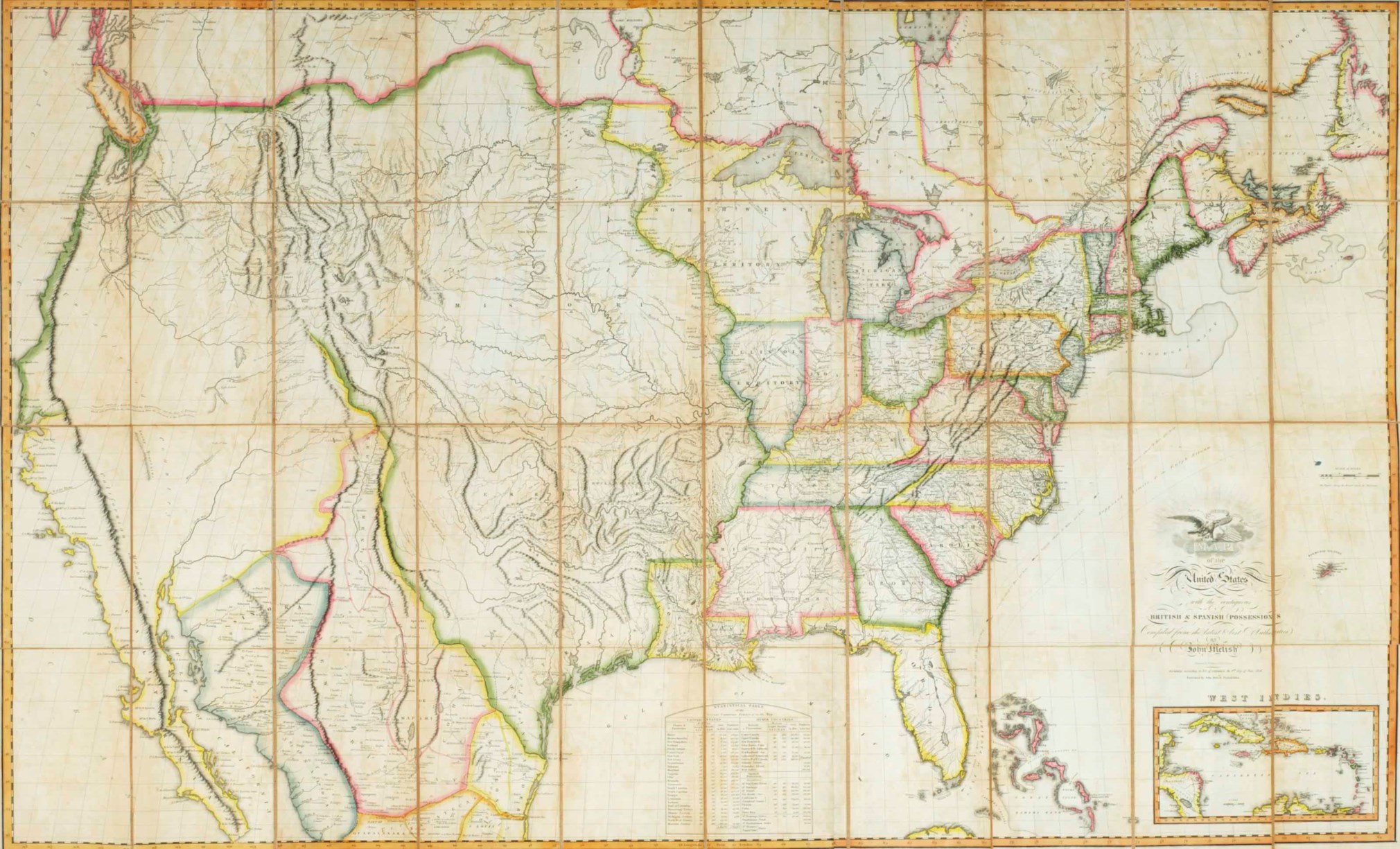 MELISH, John (1771-1822). Map of the United States with the contiguous ...
