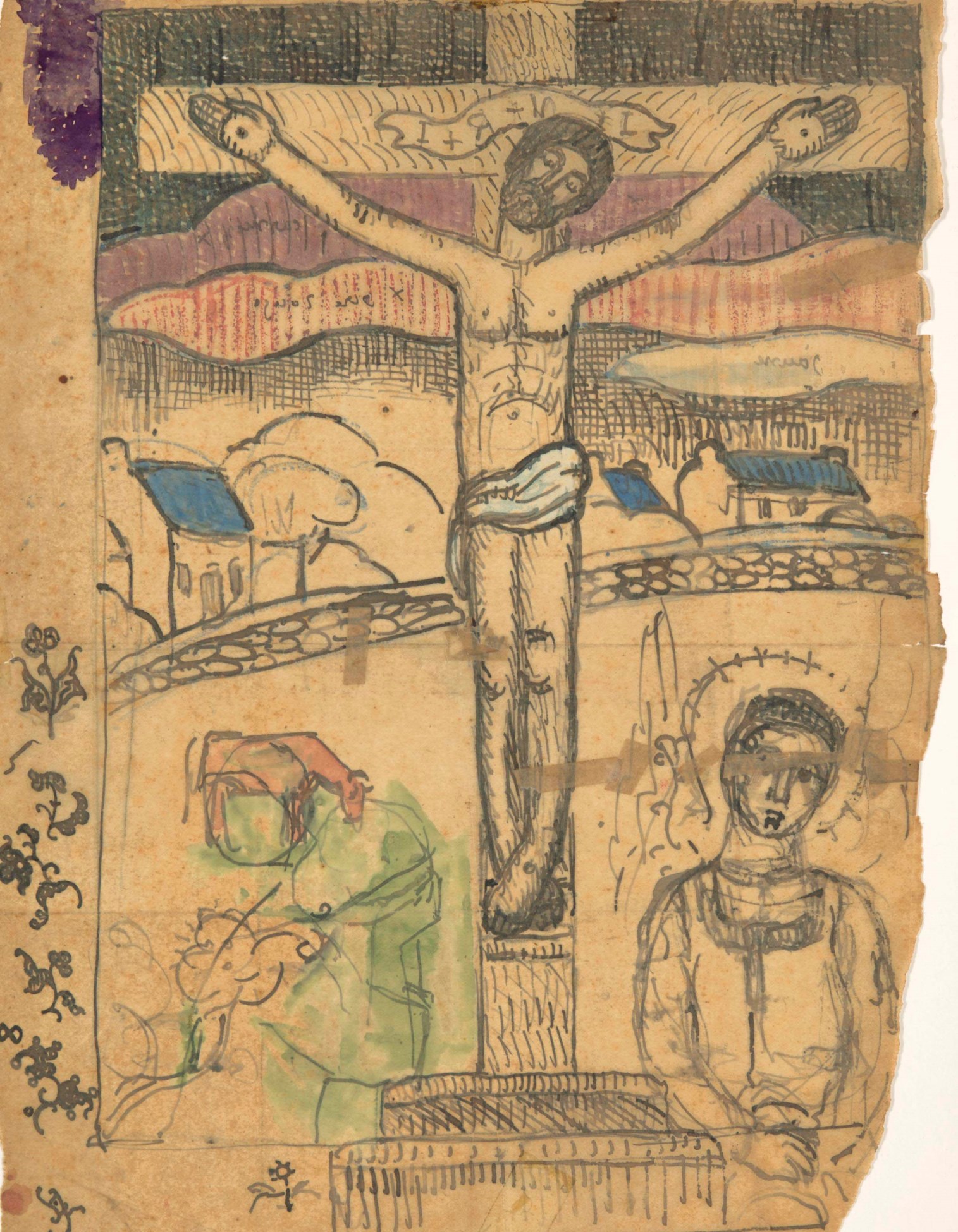 Charles Filiger (1863-1928), Le Christ à la lande et jeune breton ...