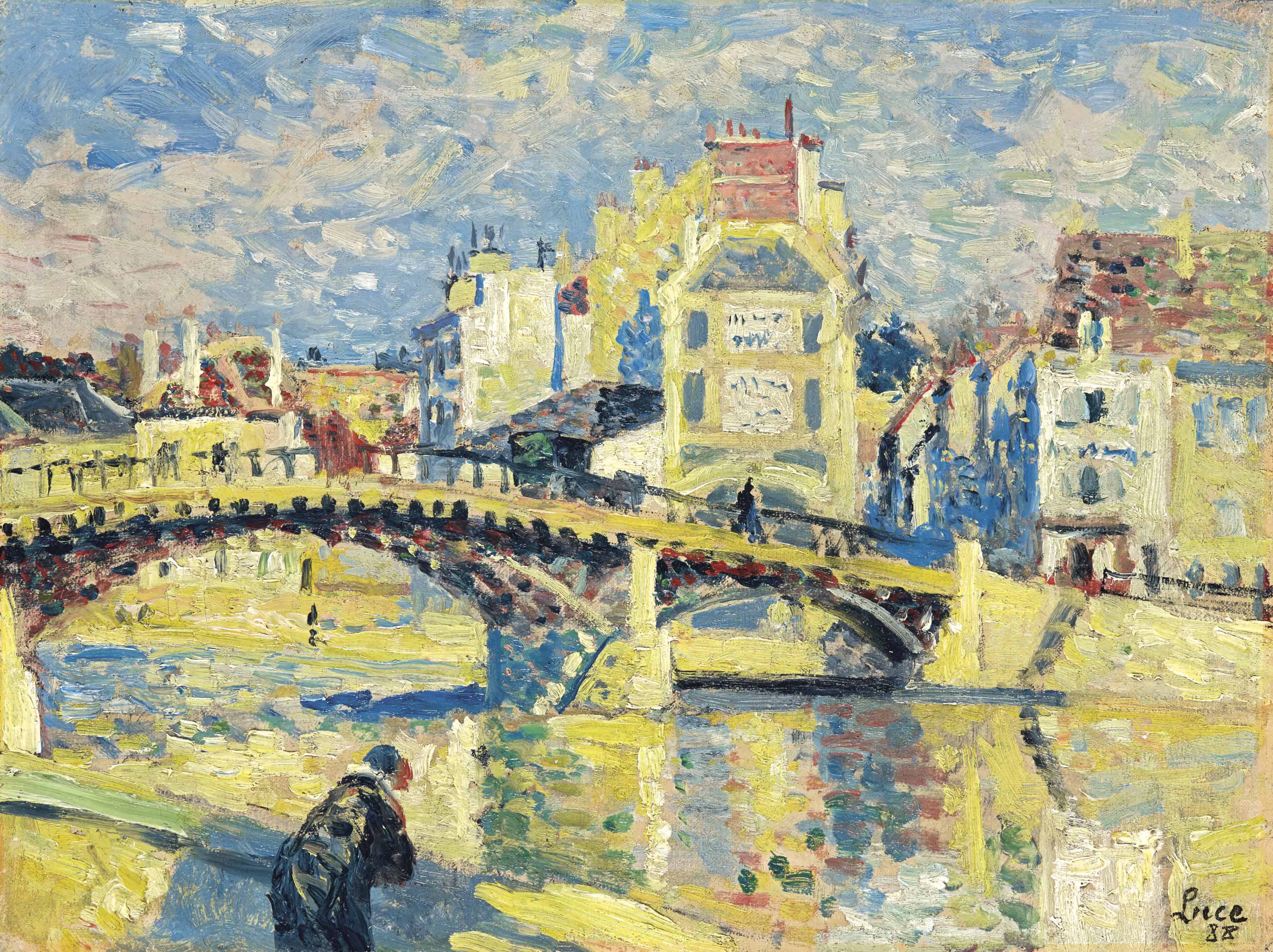 Maximilien Luce (1858-1941) , La Marne et le Pont de Fer à Lagny ...