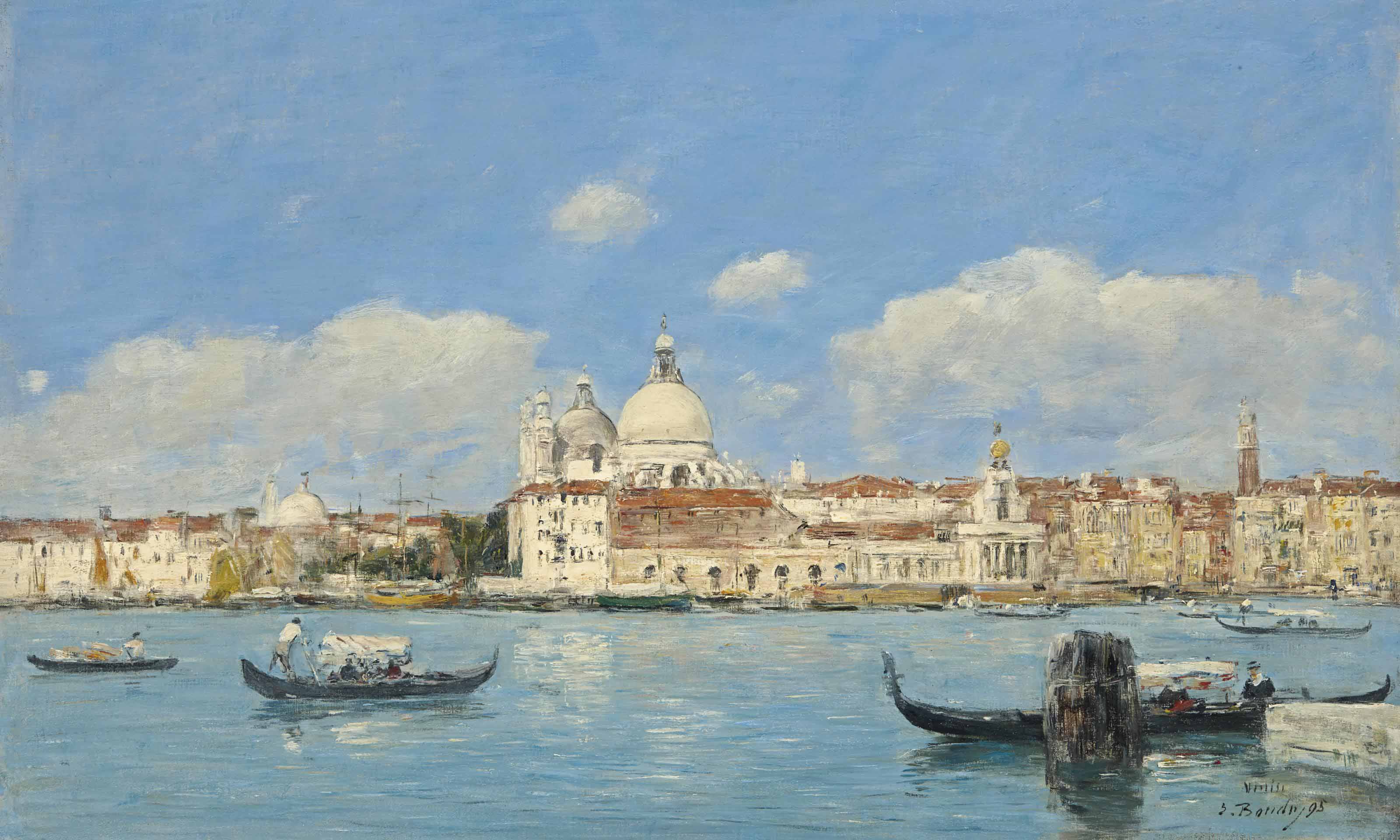 Eugène Boudin (1824-1898) , Venise, la Salute, la Douane et le début du ...