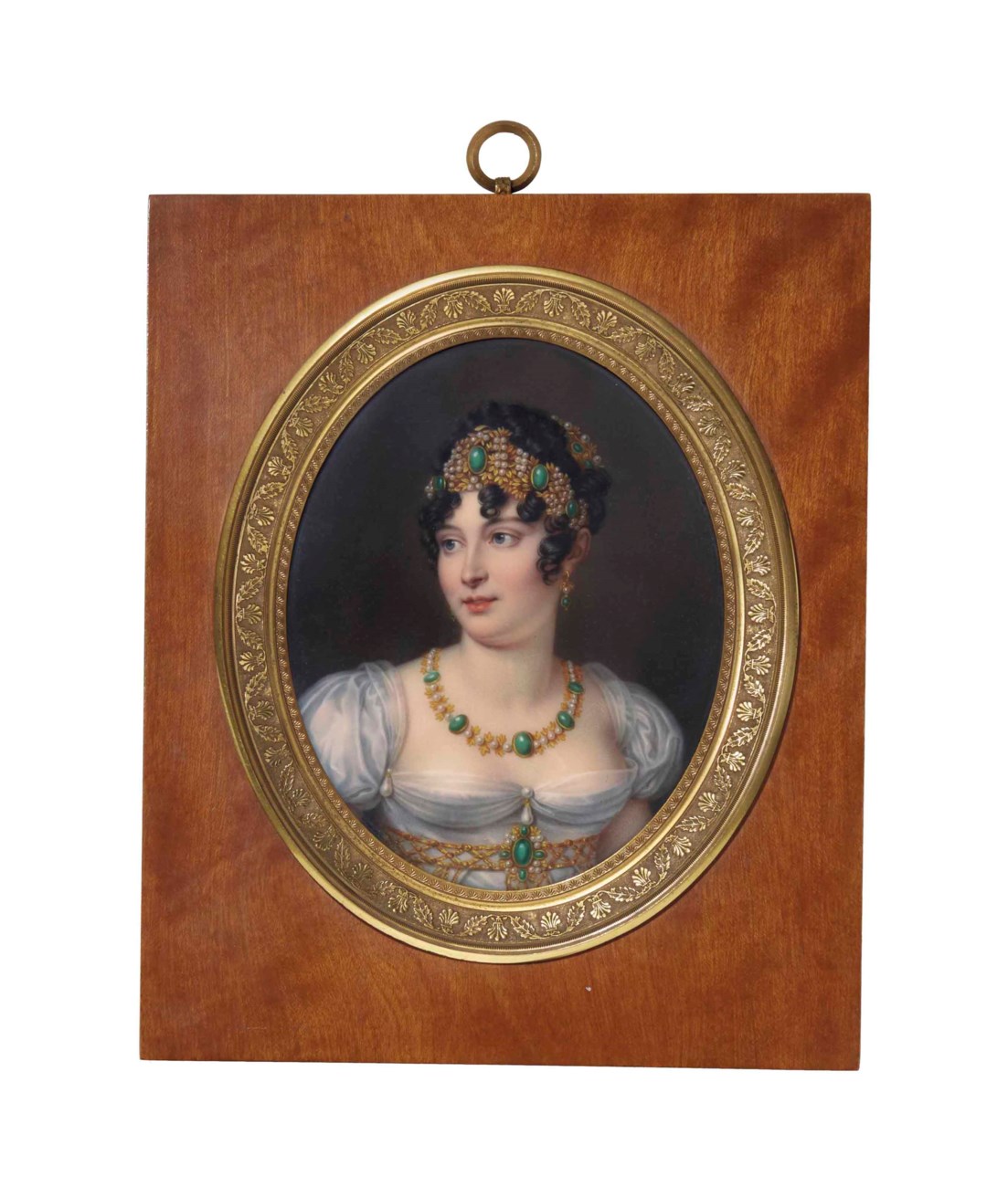 SOPHIE LIÉNARD (ACTIVE 1842-1845), Portrait de Caroline Bonaparte portant une robe blanche et ...