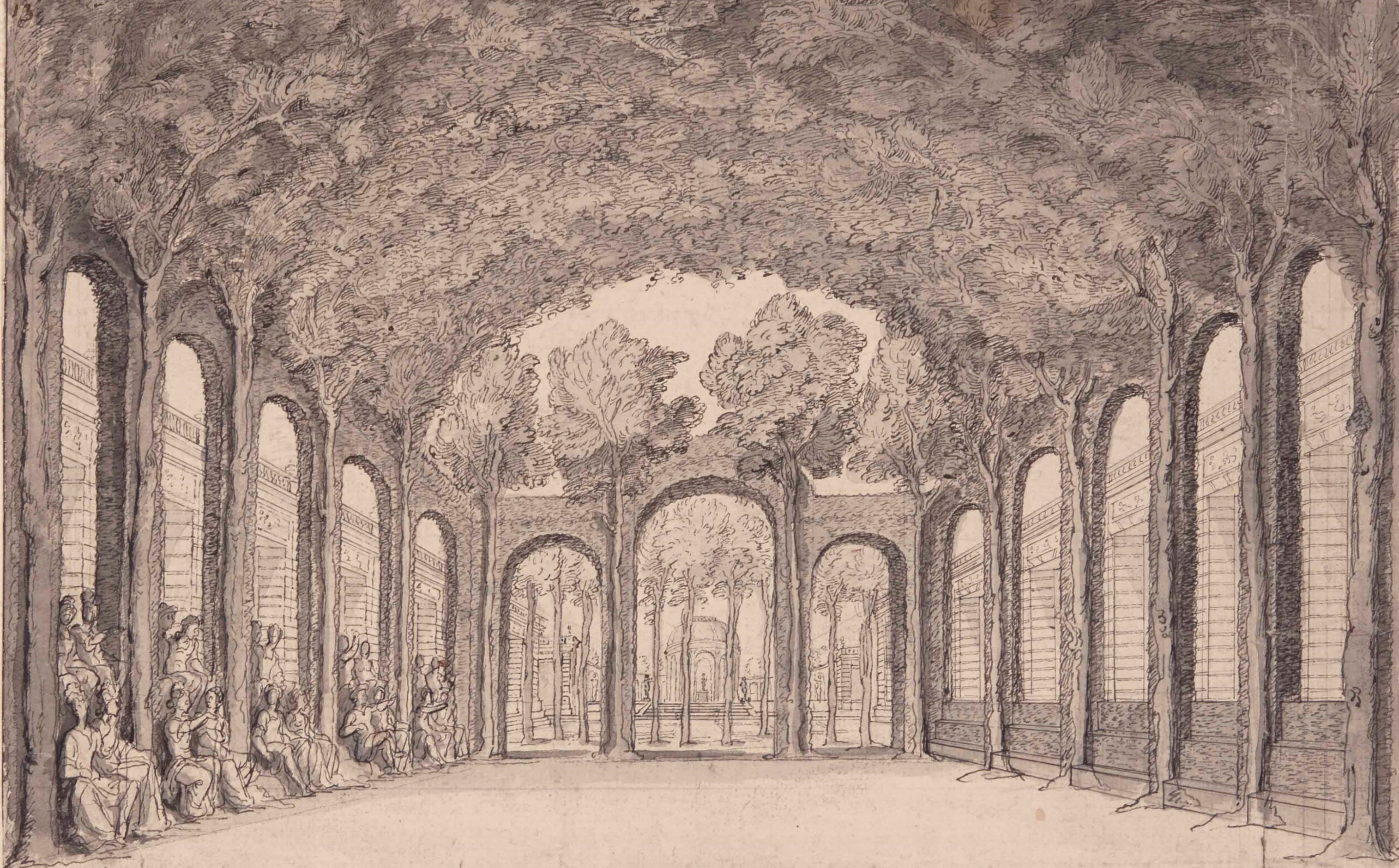 ENTOURAGE DE DANIEL MAROT (1663-1752), Décor végétal d'un théâtre ...