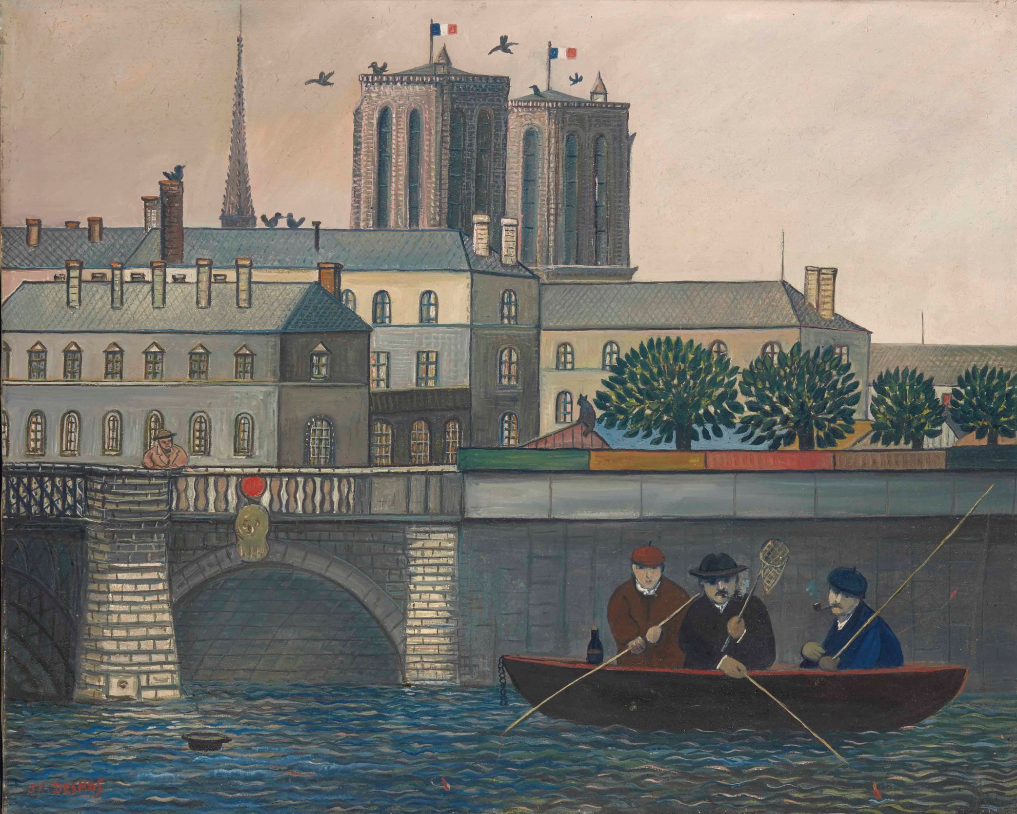 FERDINAND DESNOS (1901-1958), COUPLE SUR LA SEINE | Christie's