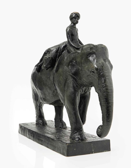 ROGER GODCHAUX (1878-1958), 'ÉLEPHANT ET CORNAC', GRAND MODÈLE, VERS ...