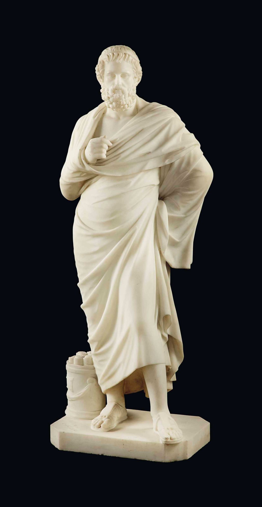 FIGURE EN MARBRE SCULPTE REPRESENTANT SOCRATE, ATELIER D'ERNESTO ...