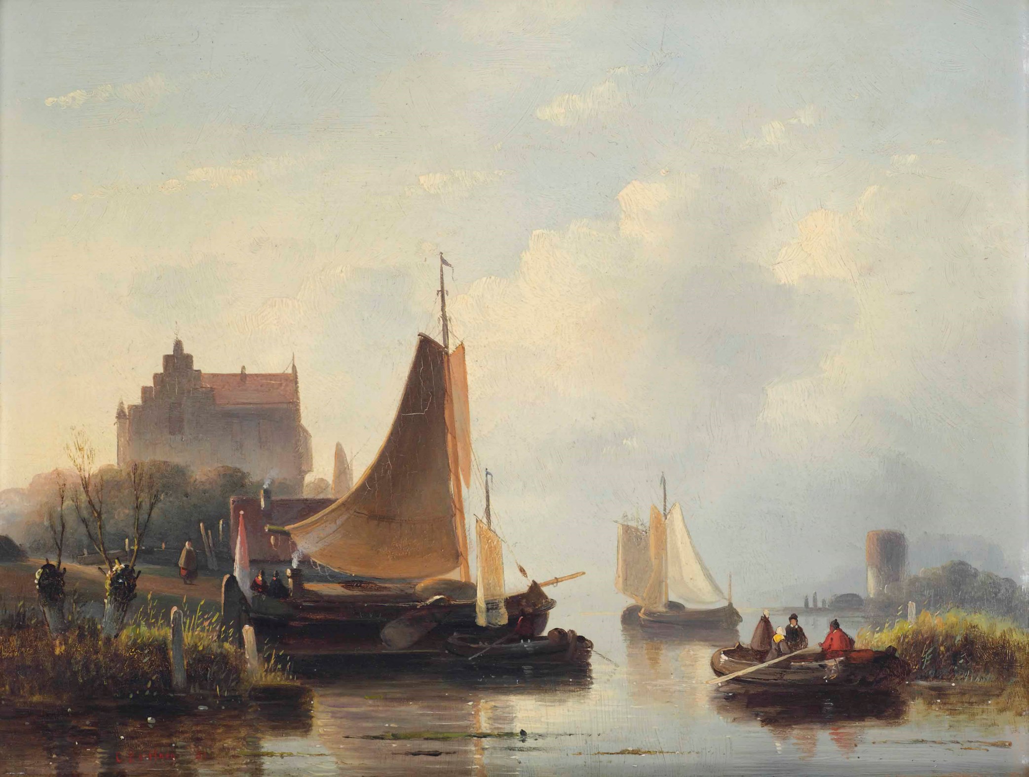 Cornelis Petrus 't Hoen (Amsterdam 1814-1880 Brussels), A busy day on ...