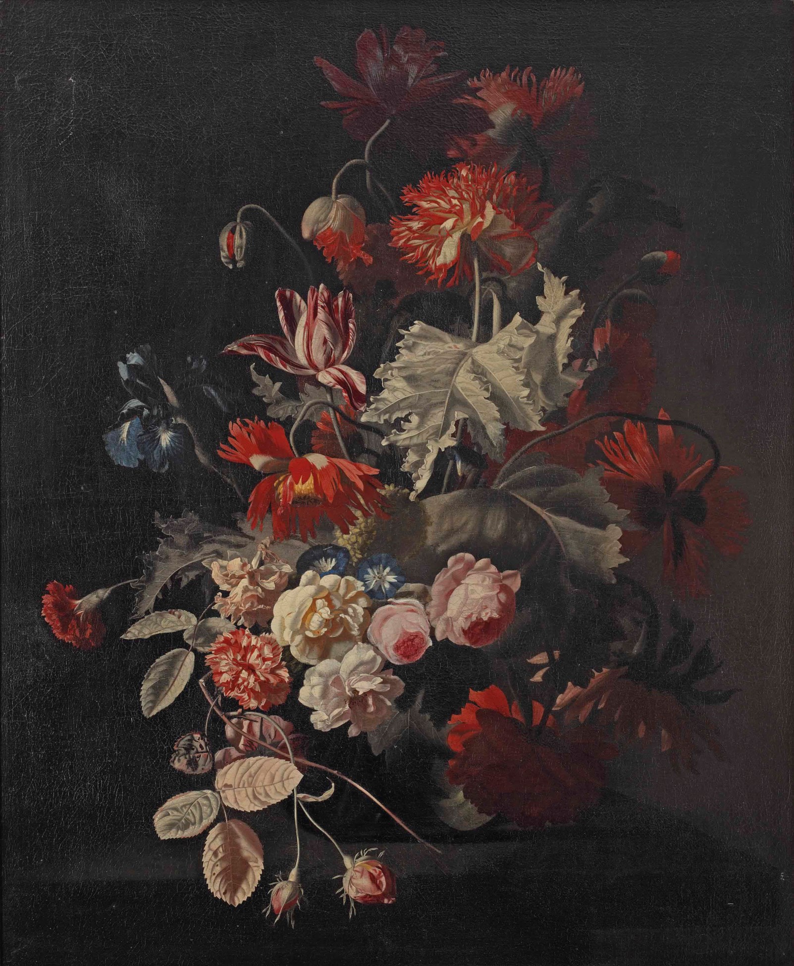 Simon Verelst (The Hague 1644-1721 London), Dalias, tulips, blue irises ...