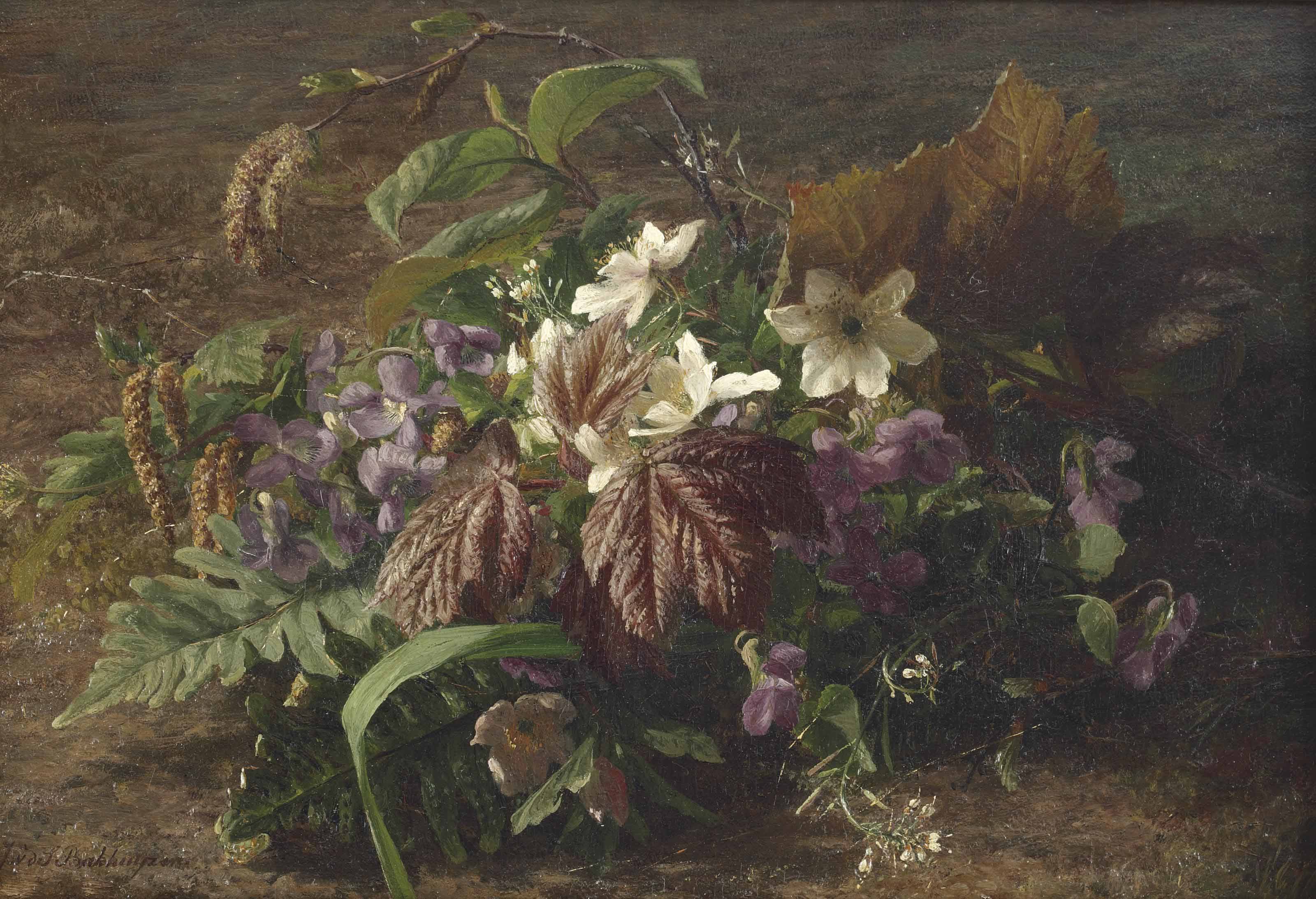 Margaretha Roosenboom (The Hague 1843-1896), Roses, lilacs and white ...