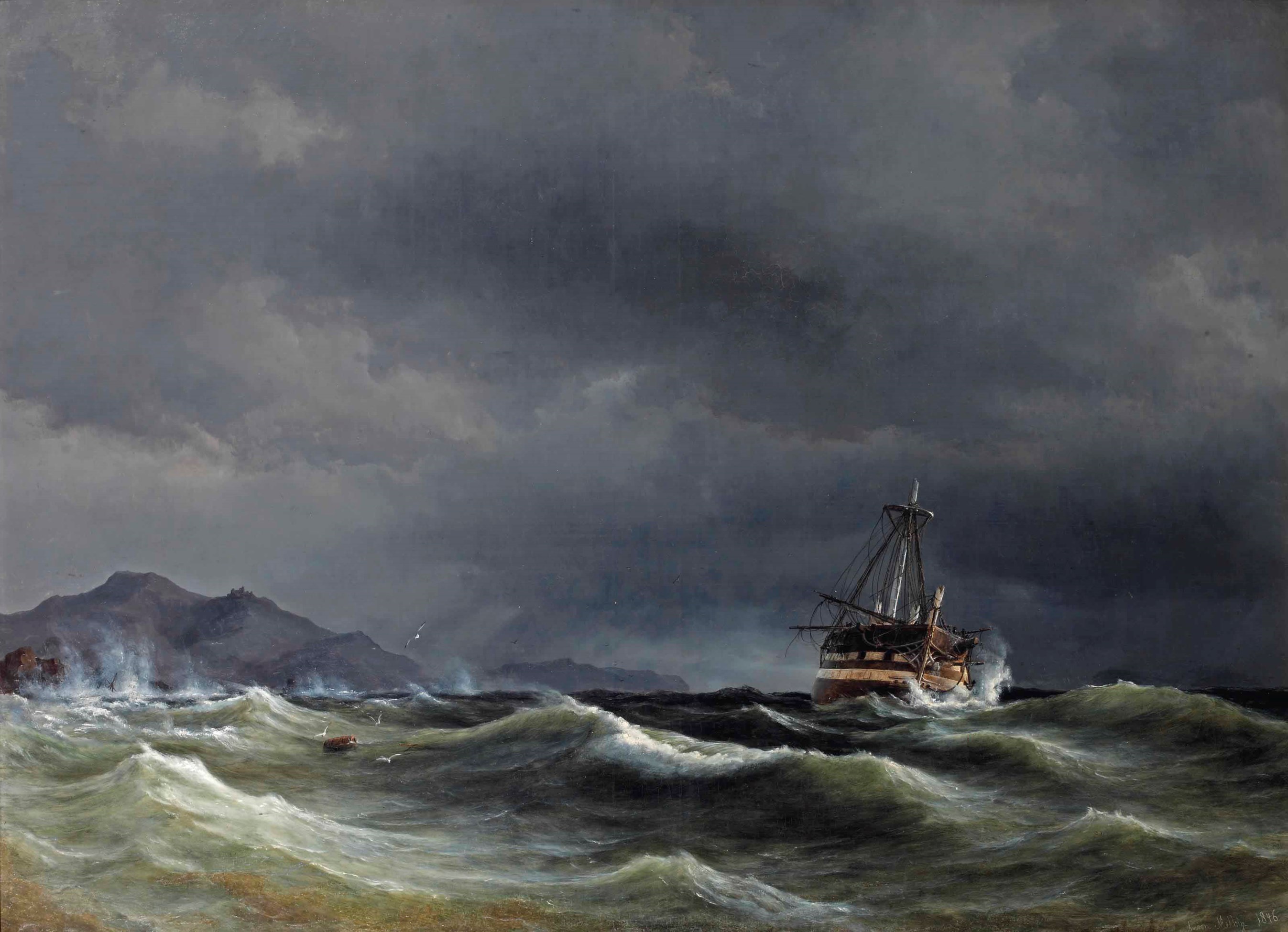 Daniel Hermann Anton Melbye (Copenhagen 1818-1875 Paris), A sailing ...