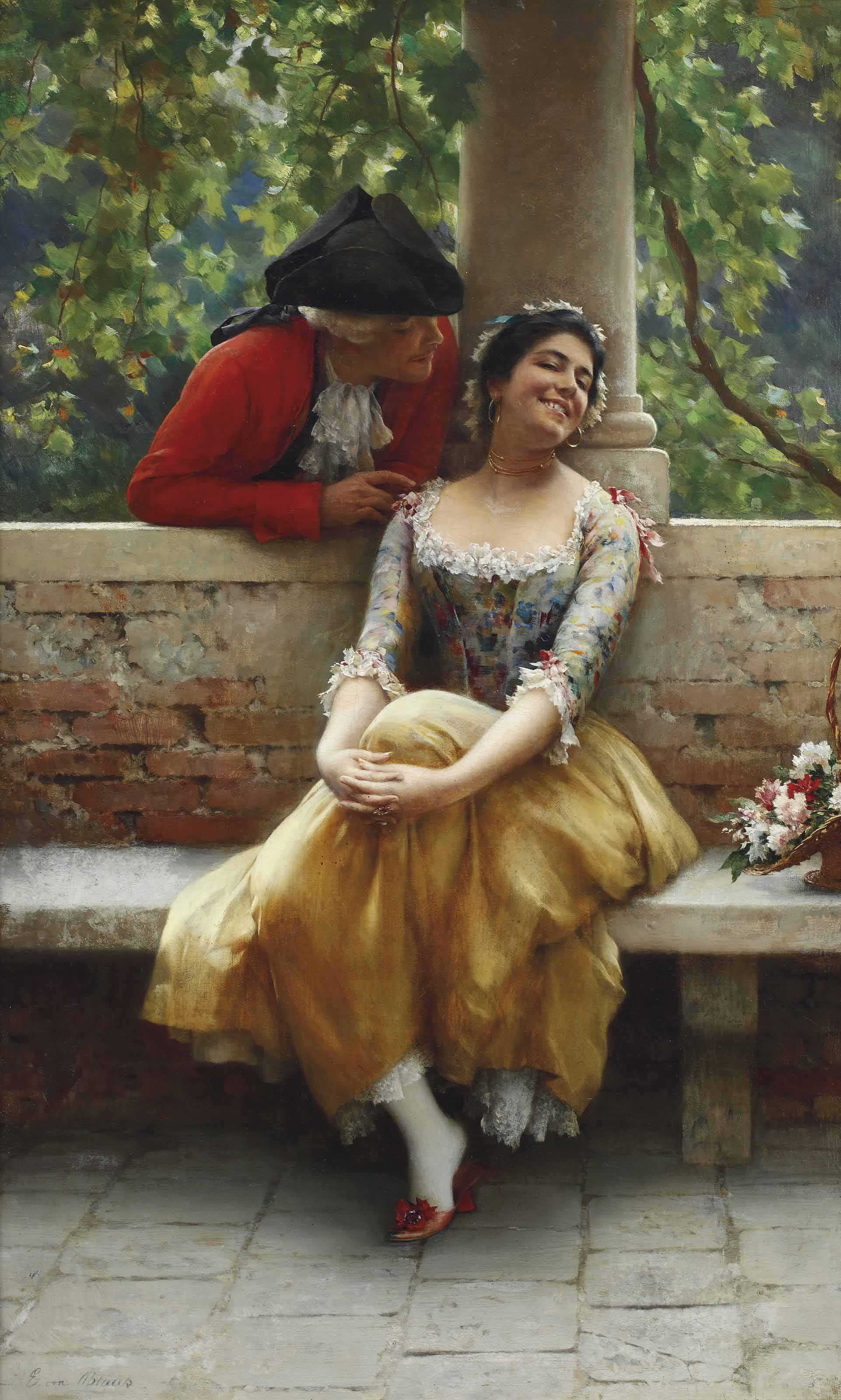 Eugen von Blaas (Albano Laziale 1843-1931 Venice) , The flirtation ...
