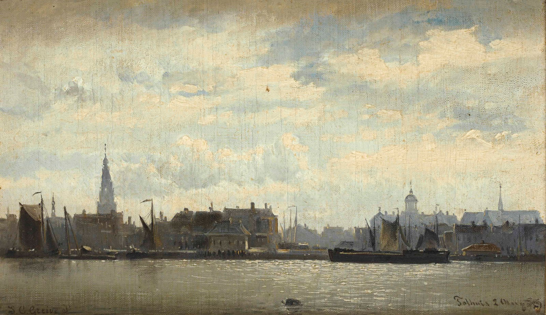 Johan Conrad Greive (Amsterdam 1837-1891), A view of Amsterdam with the ...
